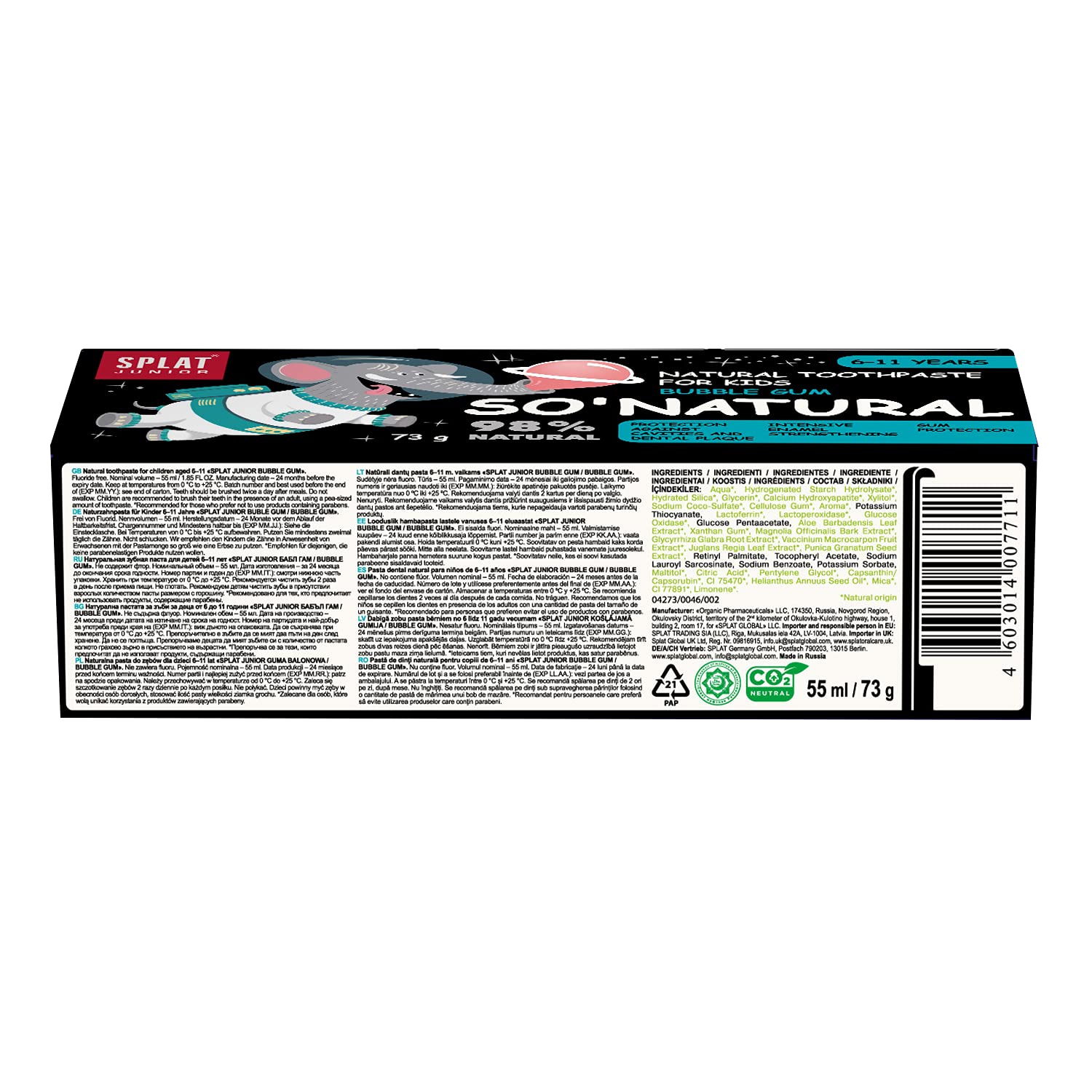 SPLAT Junior Bubble Gum Natural Toothpaste for children 6 β 11 years, 73g