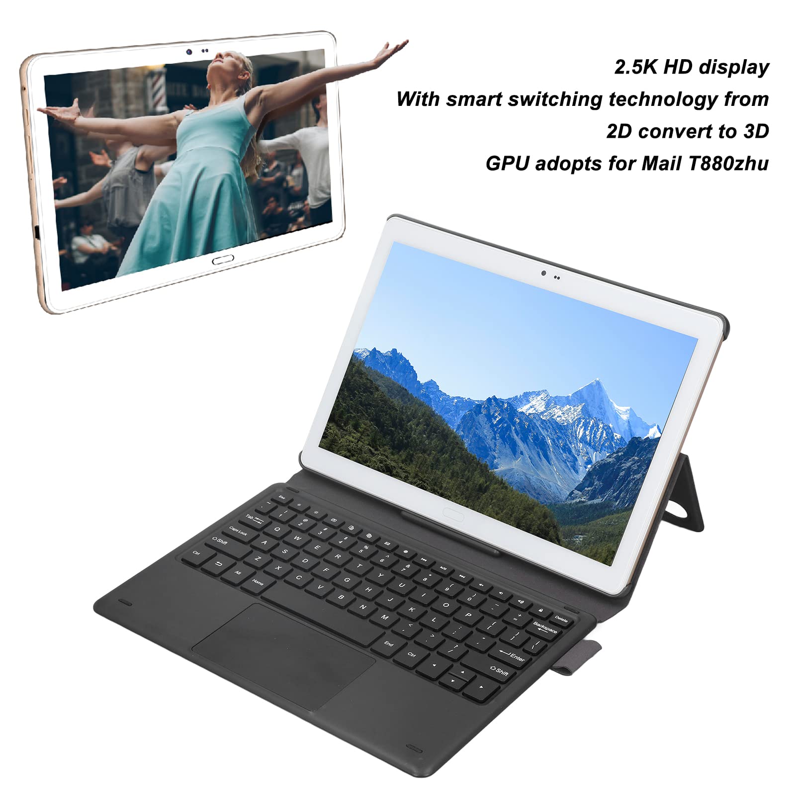 AUHX Glassesfree 3D Tablet 700MHz Main Frequency 2.5K HD Portable Tablet 13MP Rear Camera for Home Travel (US Plug)