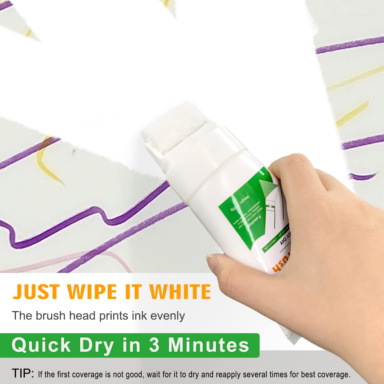 White Paint for Wall Touch up Paint for Walls Repair Tool,Paint Roller Brush for Walls Repair Tool,Suitable for Repairing The Wall with Latex Paint,Flat,Ceiling Wall,Water Based (1pcs, White)