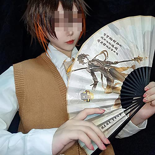 Anime Genshin Impact Game ZhongLi Cosplay Paper Folding Fan Performance Dance Decoration Gift