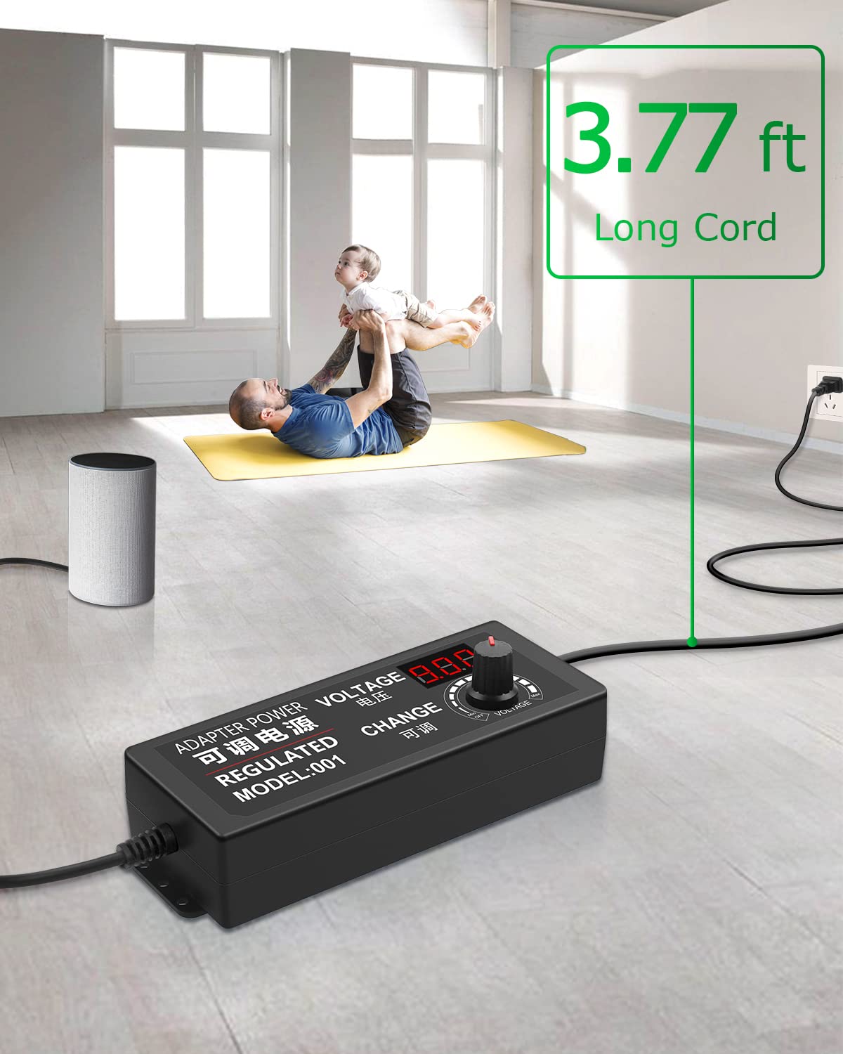 Arkare Universal Power Supply 3~12V 5A 60W AC 100-240V to DC 3V 4.5V 5V 6V 9V 9.5V 12V 1A 2A 3A 4A 5A Adjustable AC/DC Adapter with 15 Tips & Polarity Converter for USB Hubs CCTV camera speaker