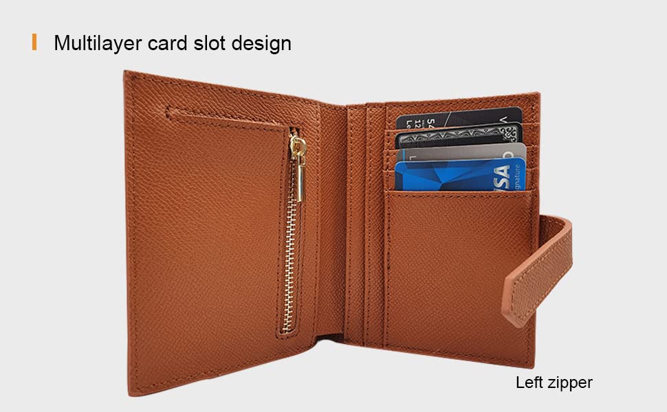 Aphrona | Women Wallet | Soft Leather Designer Bifold | Multi Card Organizer Lady Clutch | Orangeā¦