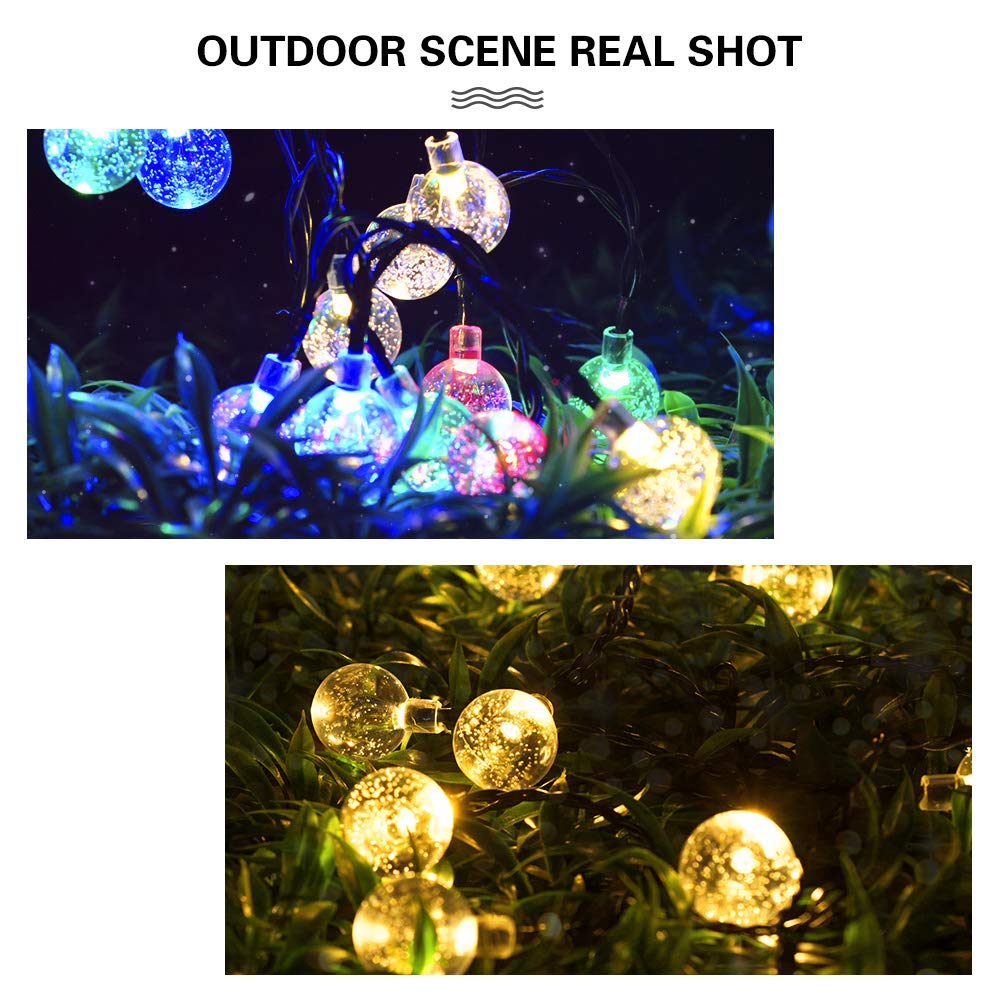 Garden Solar String Lights, 200 LEDs 72ft 8 Modes Waterproof Crystal Globe Balls Lighting for Outdoor Patio Lawn Garden Yard Decoration Wedding Holiday Home Party Wedding Christmas Decor (Warm White)