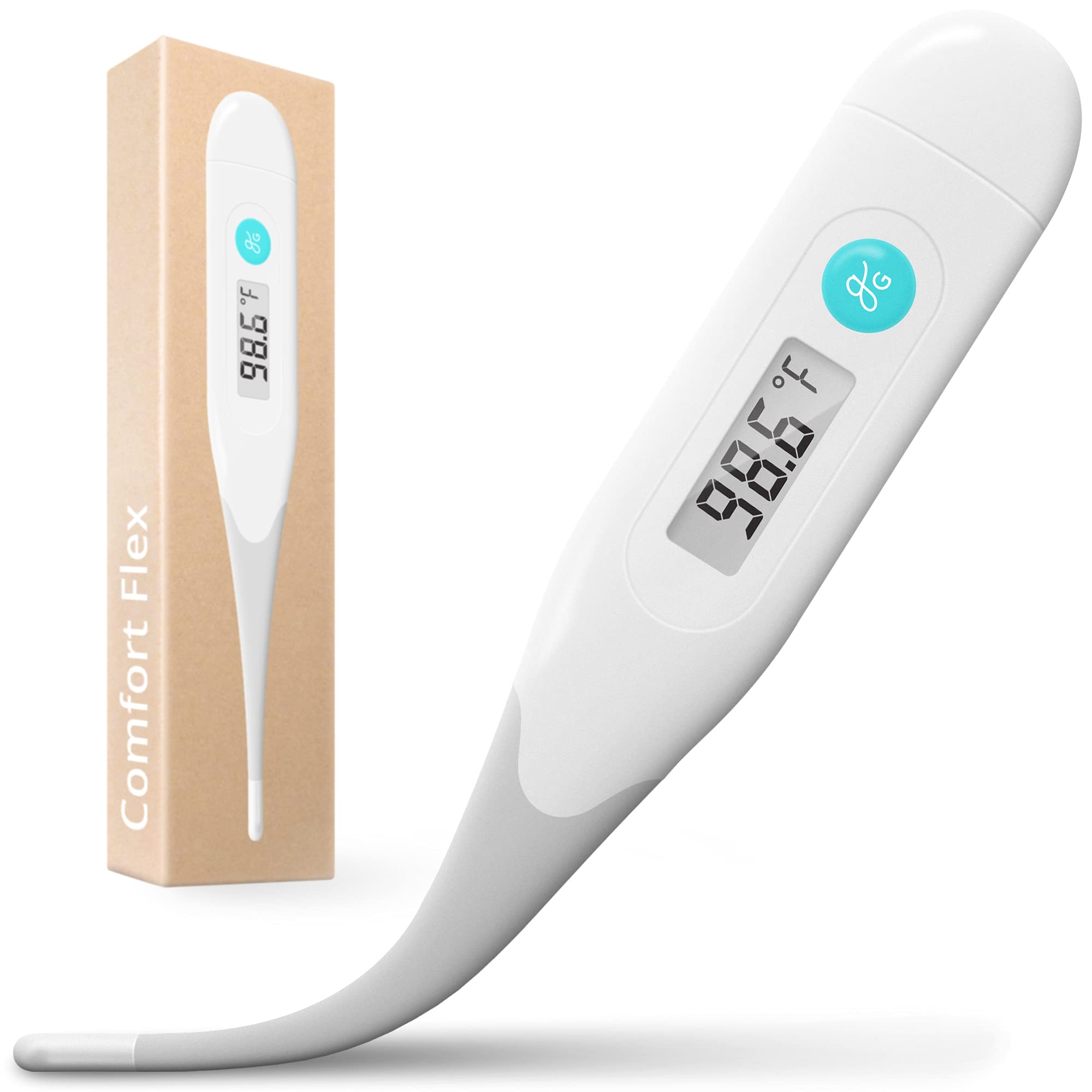 Greater Goods Digital Thermometer â 10-Second Fast Readings for Adults and Kids, Flexible Tip, Fever Alarm, Oral, Rectal, and Underarm Use, FSA/HSA Eligible