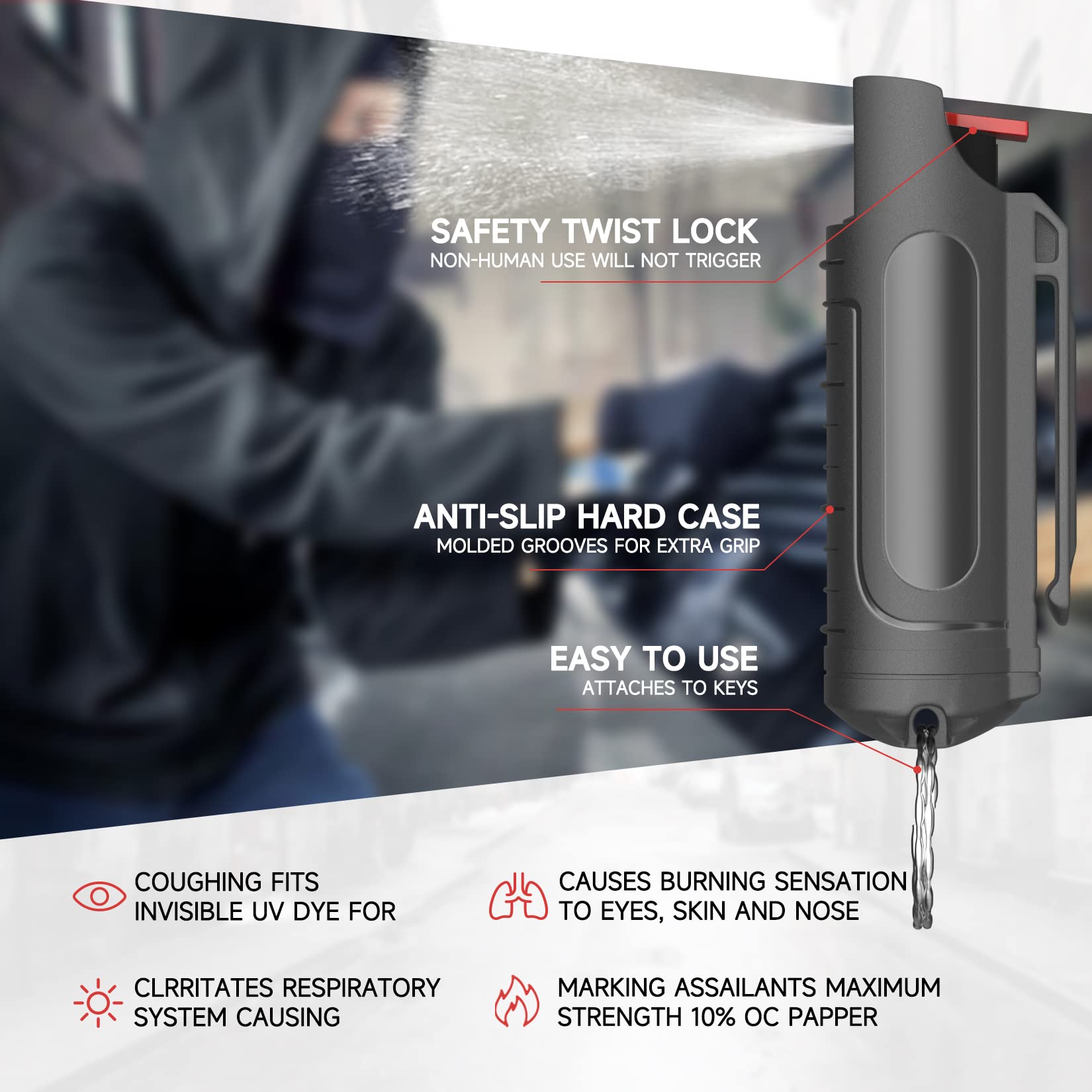 AIMHUNTER Pepper Spray for Easy Multiple Colors Pepper Spray 10-12-Foot (3.5M) Range 25 Bursts