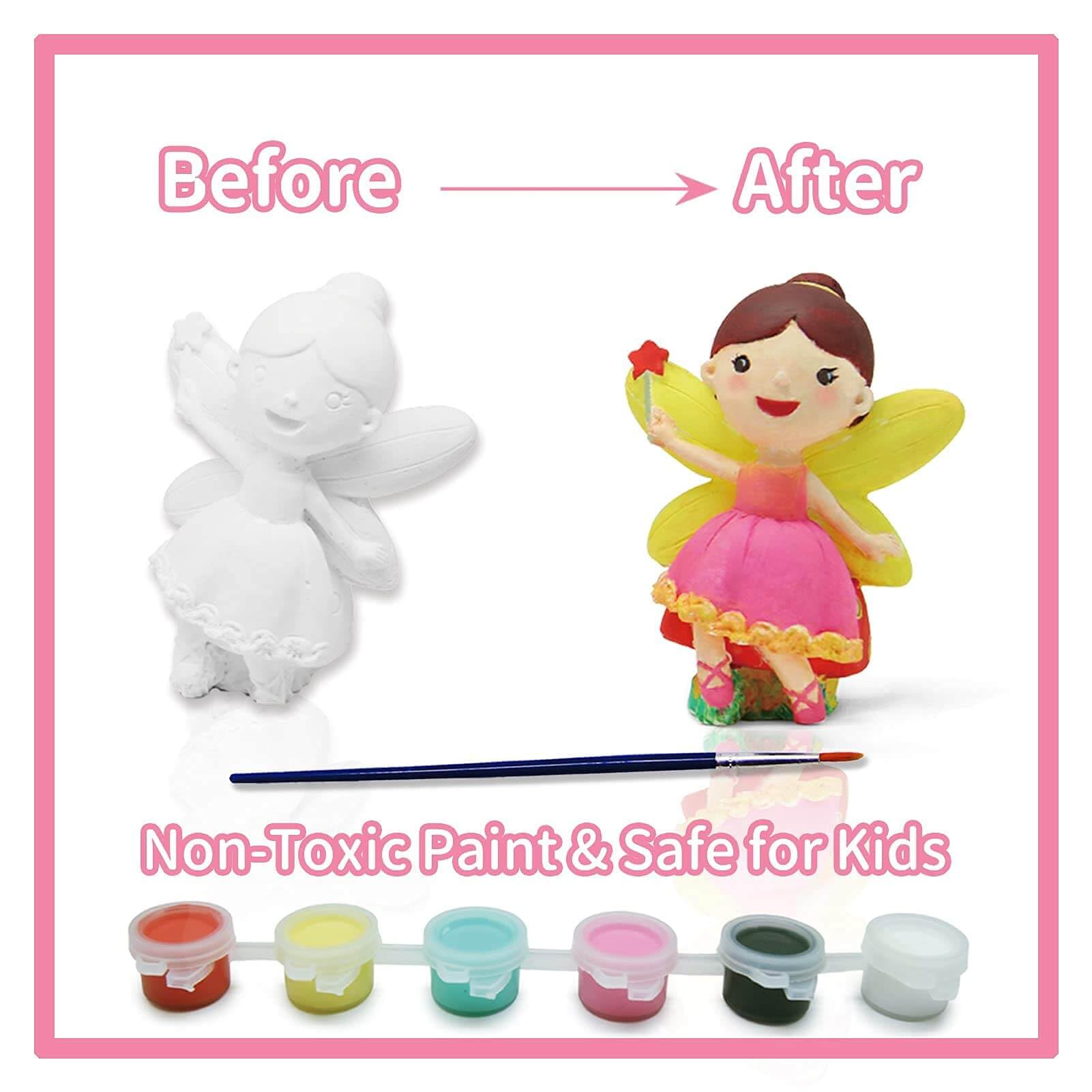 Funto Paint Your Own Unicorn Painting Kit, Arts and Crafts Set, STEAM Project Creative Activity DIY Toys, with 6 Figurines, 6 Paint Pots, 1 Brush