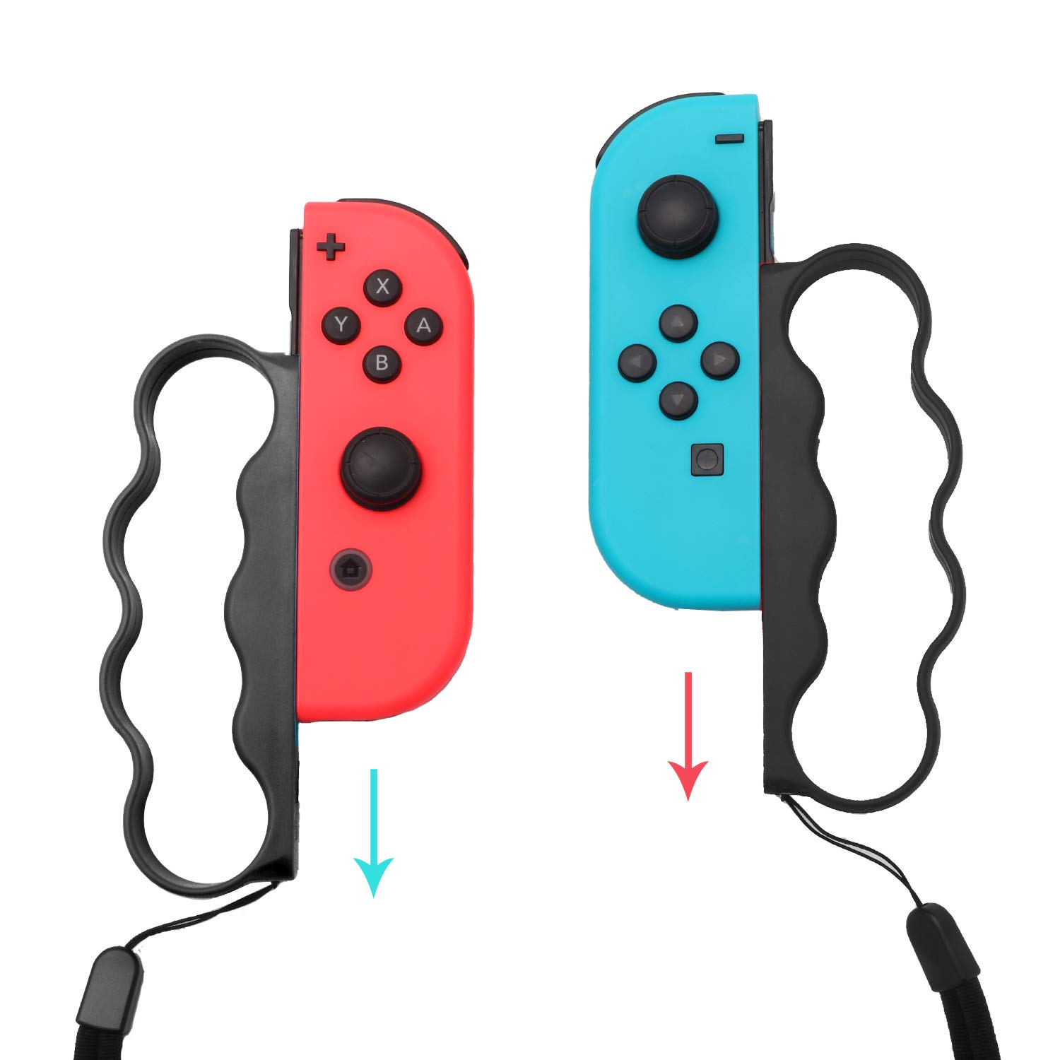 Grips for Fitness Boxing Switch, Controller Accessories Compatible with Nintendo Switch Sports and Switch Boxing Game, 2 Packs (Blue and Red)