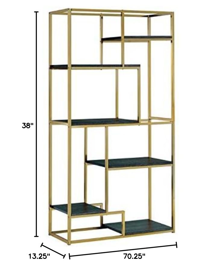 Furniture of America Corley Contemporary 6 Shelf Bookcase, Champagne