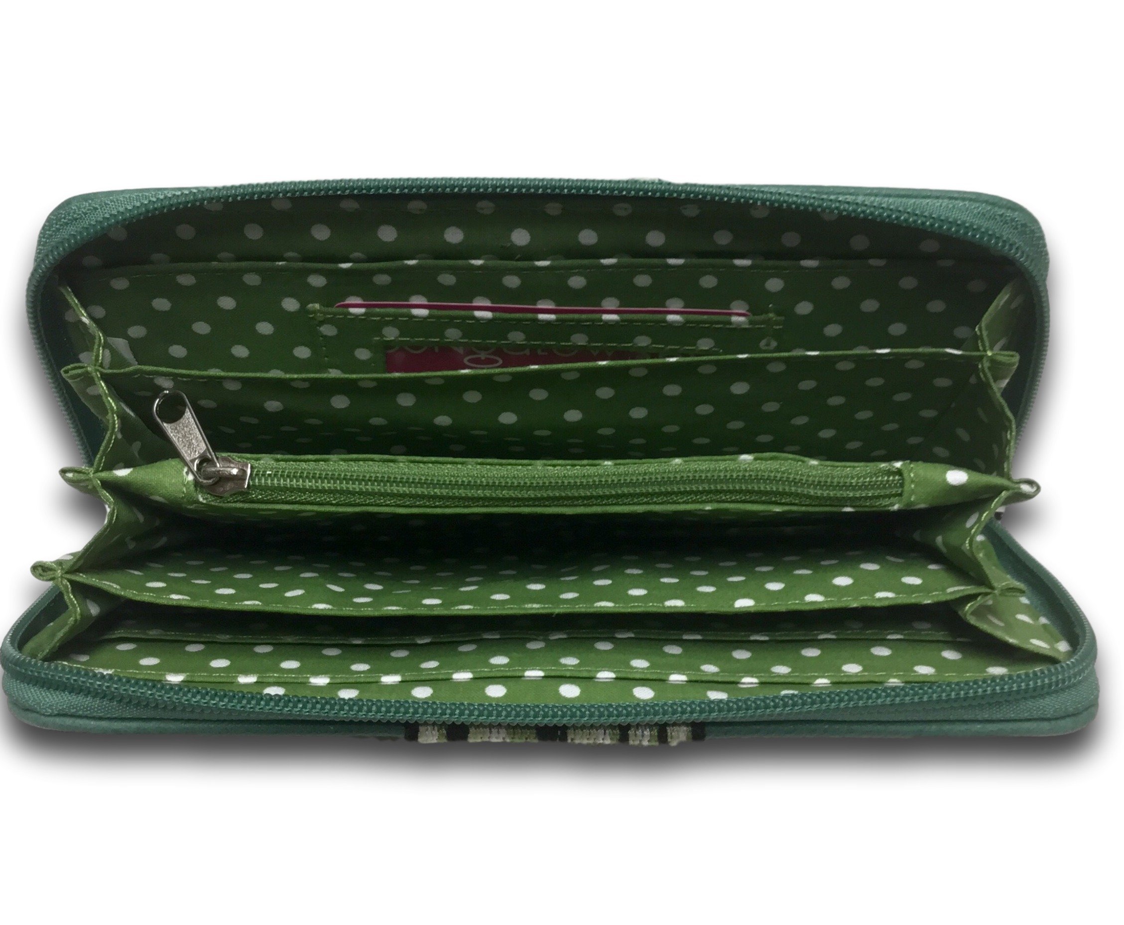Bungalow360 Original Vegan Leather Striped Zip-Around Wallet (Grass)