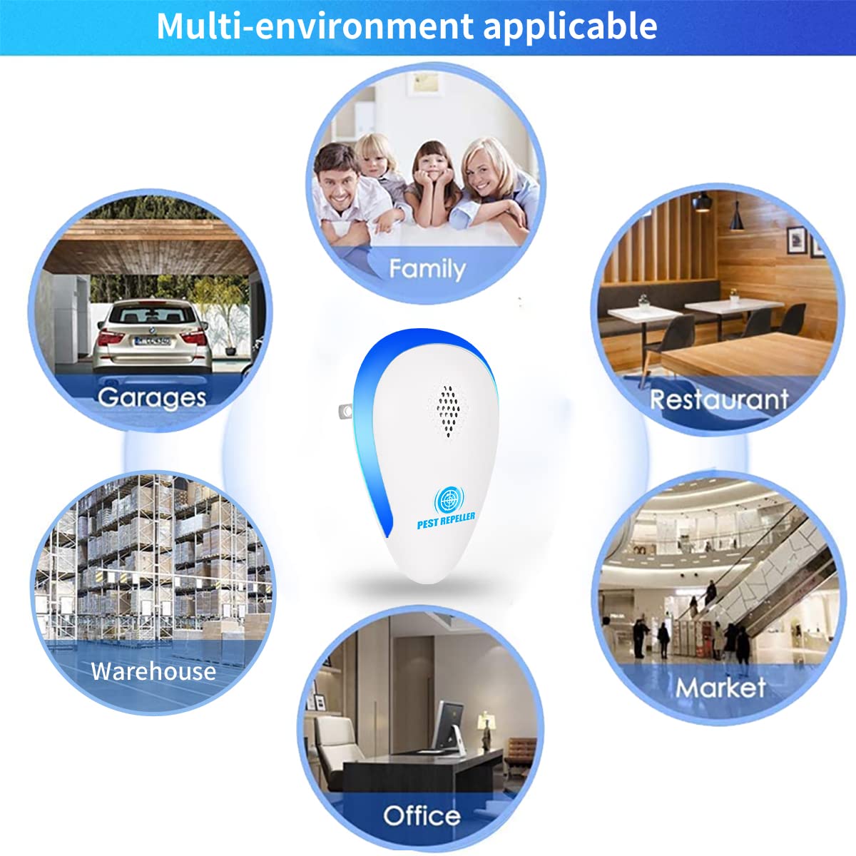 Ainforeuss Ultrasonic Pest Repeller, Indoor Pest Control for Mosquito, Mouse, Cockroach, Bug, Roach,Upgraded Electronic Plug-in Insect Repellent for House, Garages, Warehouses, Offices, Hotel,6 Pack