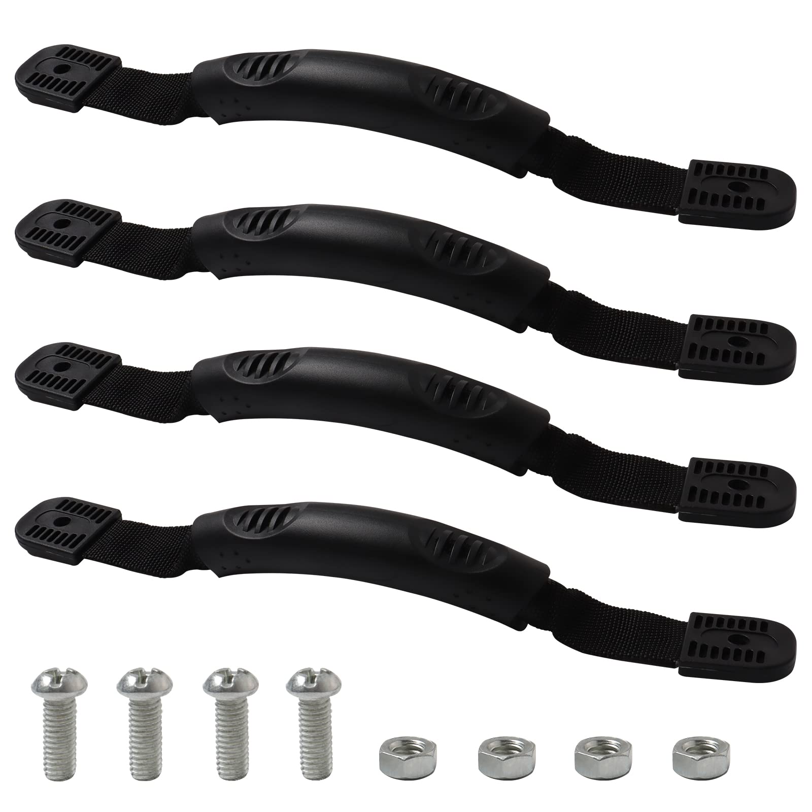 Anjmd 4 Pieces Kayaks Carry Handles,Kayak Handles with Screws,Boat Side Mount Carry Handle Replacement Accessory Replace Handles for All Kinds of Kayaks, Canoes, Suitcase Luggage, etc (Black)