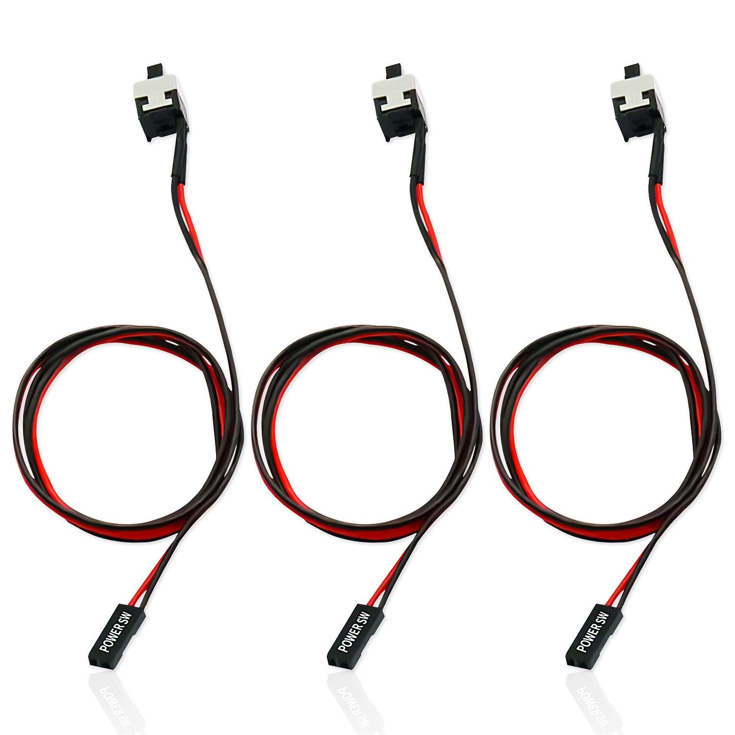CenryKay Computer Switch Wire Cable on/Off Push Button Restart Line PC Power Switch Cables 45cm (6 Pack 2 Pin)