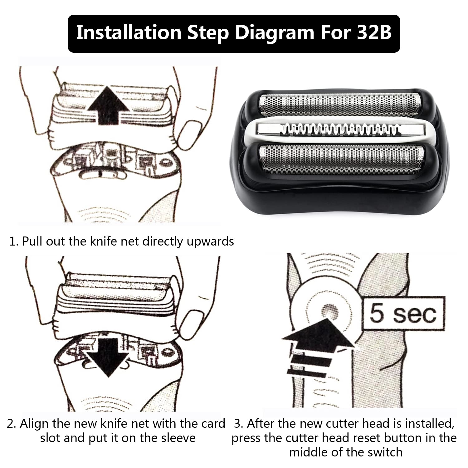 Aijen 3 Series 32B Shaver Replacement Heads - Compatible with Series 3 Replacement Heads - Compatible with 3 Series Models 3040s