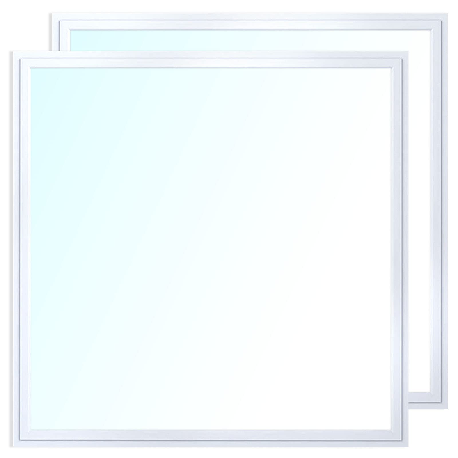 AIJIA 2x2FT White LED Flat Panel Light,40W,Dimmable 0-10V,5000LM,5000K Daylight Drop Ceiling Light,Recessed Back-Lit LED Troffer Fixture,Dustproof Energy Efficient LED Ceiling Panel -ETL,DLC,UL(2Pack)