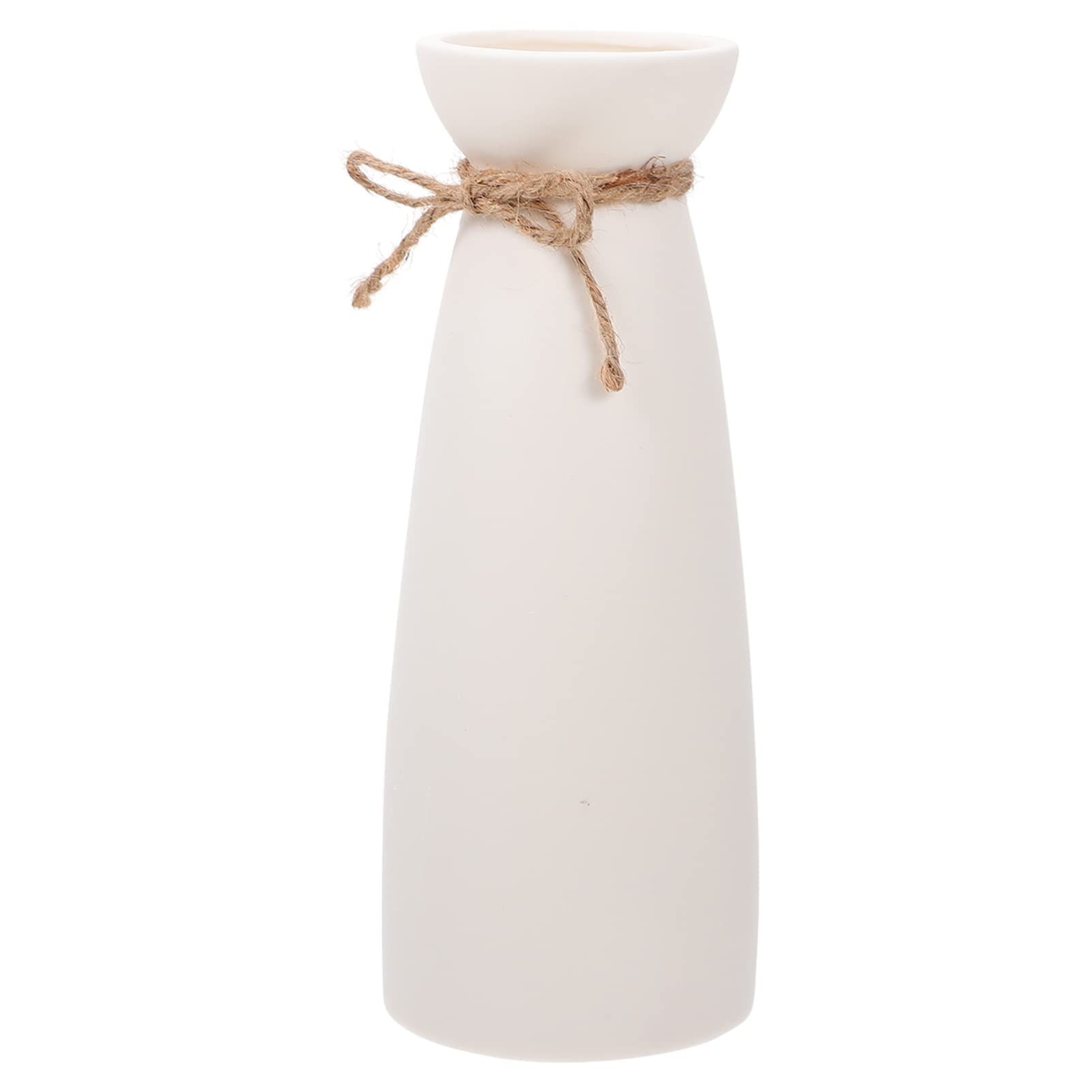 Generic Ceramic Flower Vase with Rustic Rope Flower Arrangement Container Centerpieces Vase Decor for Home Garden Office Vase Floral Decorative, White, 7X22.5CM