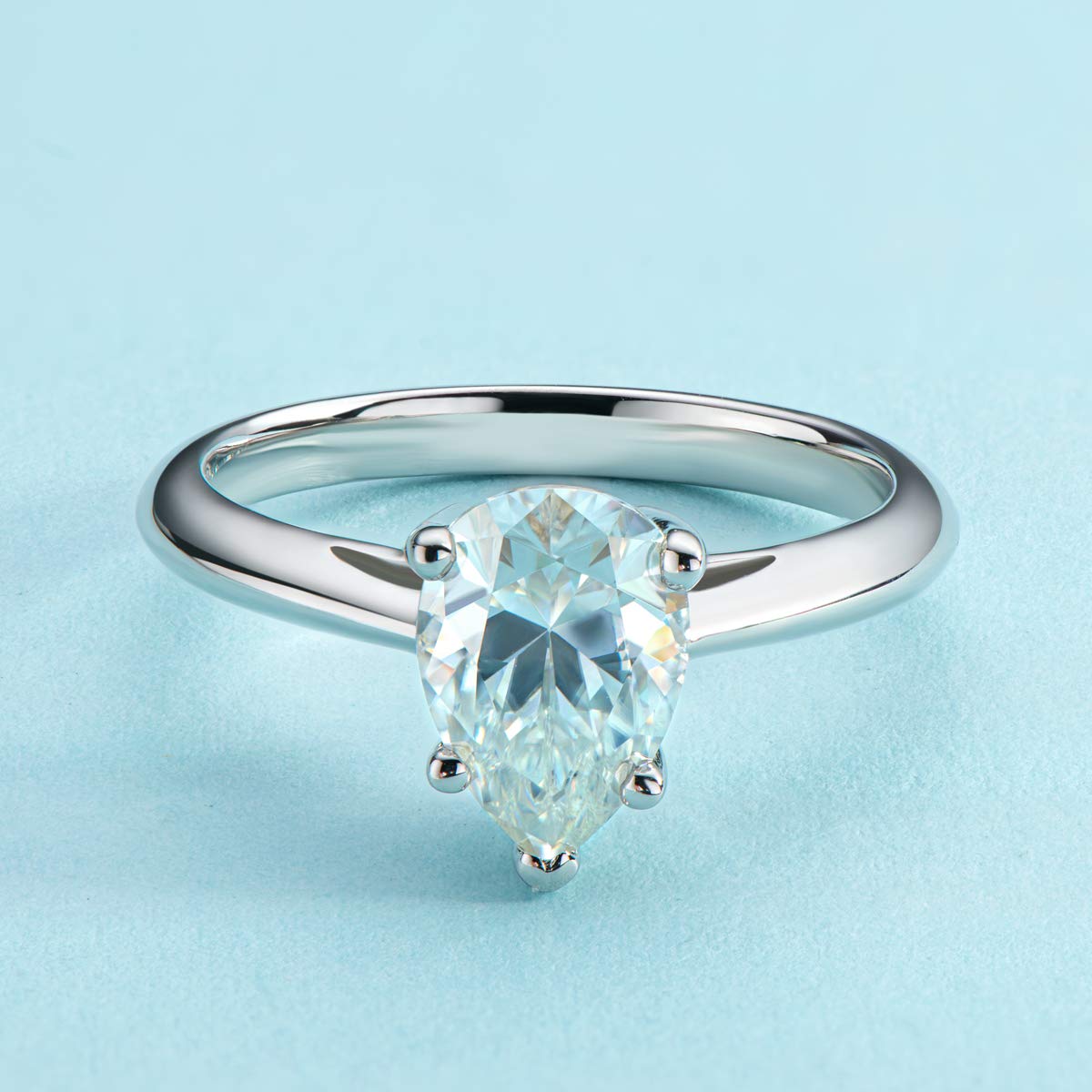 AINUOSHI Sterling Silver Moissanite Diamond Ring, 2.0ct Pear Shaped Wedding Ring, D-E Color Grade, Perfect for Wedding, Engagement Proposal and Anniversary. Size 8.0 In US