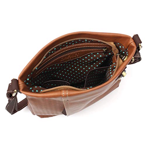 CHALA Laser Cut Crossbody Faux Leather - Metal Feather - Brown