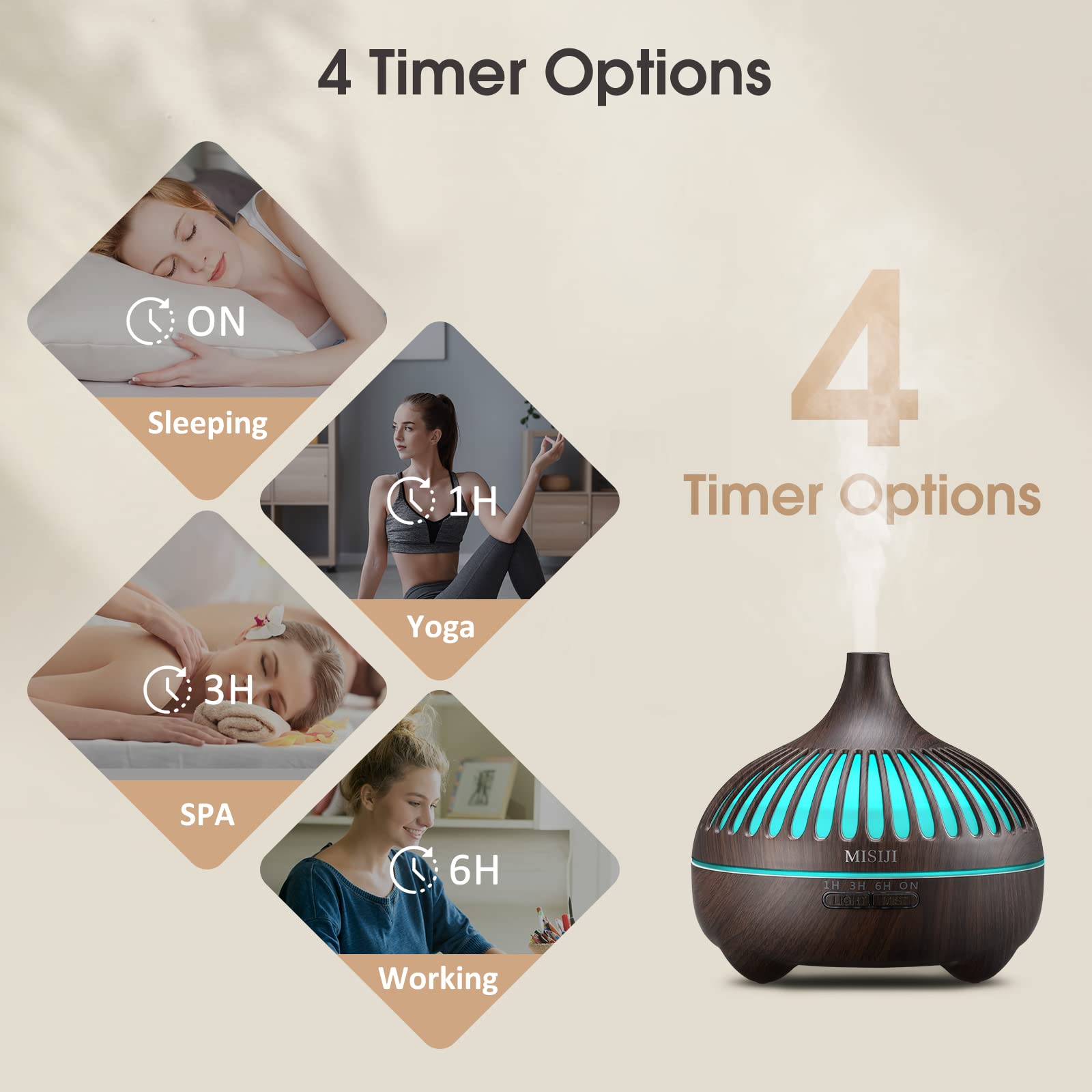 Aromatherapy Diffuser with 12 Essential Oils Set, 550ML Aroma Humidifier for Essential Oil Large Room, Bedroom Vaporizers Cool Mist Humidifier Gift Set…