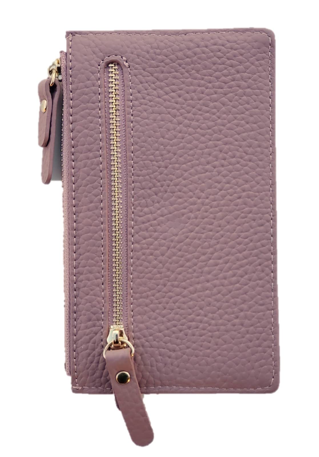 Genuine Leather Women's Slim Wallet Thin Small Purse Bifold ID Card Holder (D2 Dusty Pink)