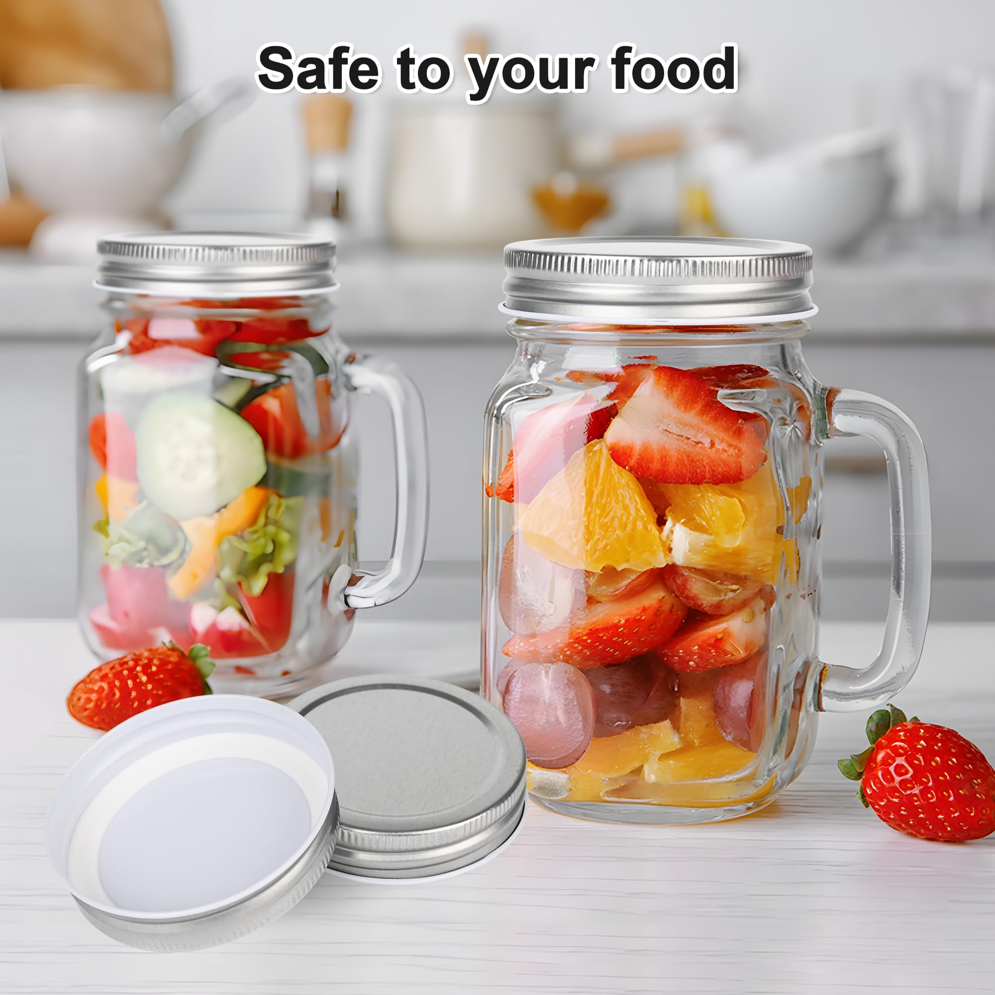 BSL® 48 Packs 2.75 Inch Mason Jar Lids Regular Mouth Leak Proof Secure Mason Storage Solid Caps Jars Lids,Leak Proof,Airtight,Silicone Seal,Seal Tinplate Metal Can Lids (Silver,2.75 inch/70MM)