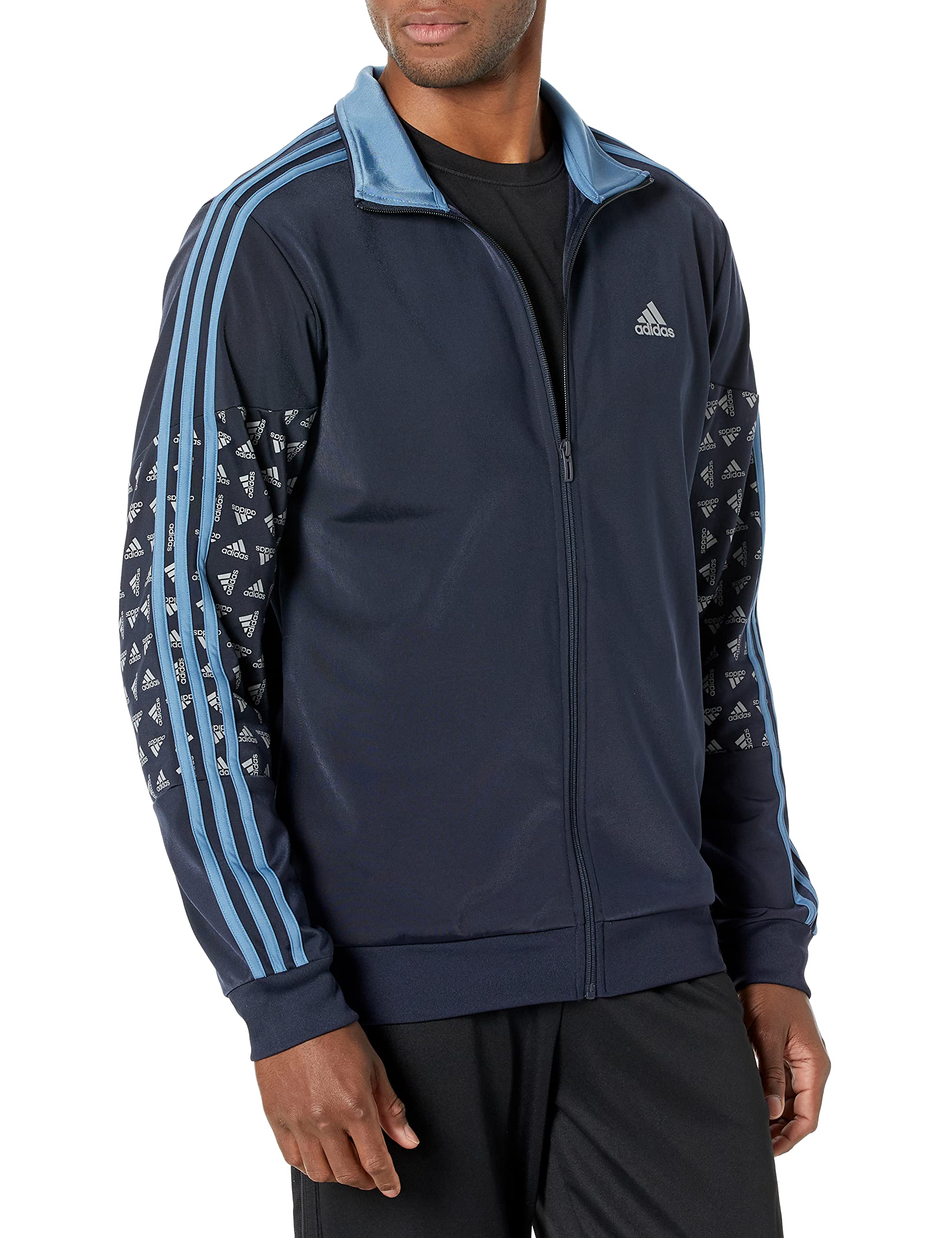 adidas Men's Size Warm-Up Tricot Regular Badge of Sport Track Jacket, Legend Ink, X-Large/Tall