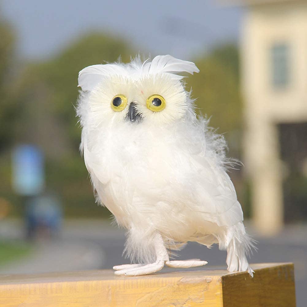 GWOKWAI Artificial Owl Simulation Foam Bird, Realistic Feather Bird Ornaments for Christmas Tree Decor Home Garden Wedding Decoration
