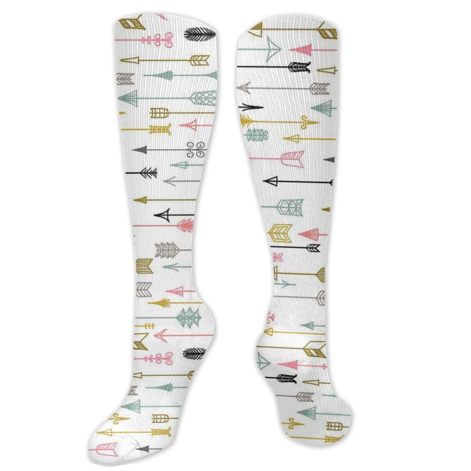 Arrows Funny Compression Socks Women and Men,Colorful Arrows Pattern Native American Aztec Najavo Inspired Style Artwork Image,Best for Circulation,Running,Athletic,Nurse,TravelMulticolor- 19.8 inch