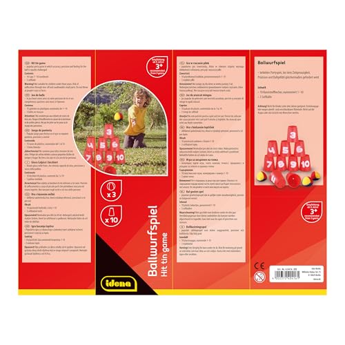 Idena 40416 - Ball Throwing Game with 10 Cups and 3 Balls, Colorful