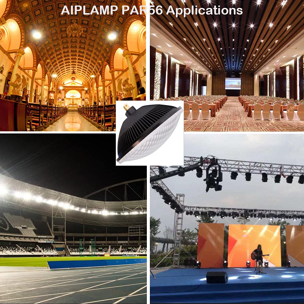AIPLAMP Par56 LED Bulb Dimmable Soft Warm White Spot Light 2700K-3000K 24°Beam Angle 120V MFL GX16D Base,36W Replace 300W 500W Halogen Light or Incandescent Light Bulb for Church Club Lighting