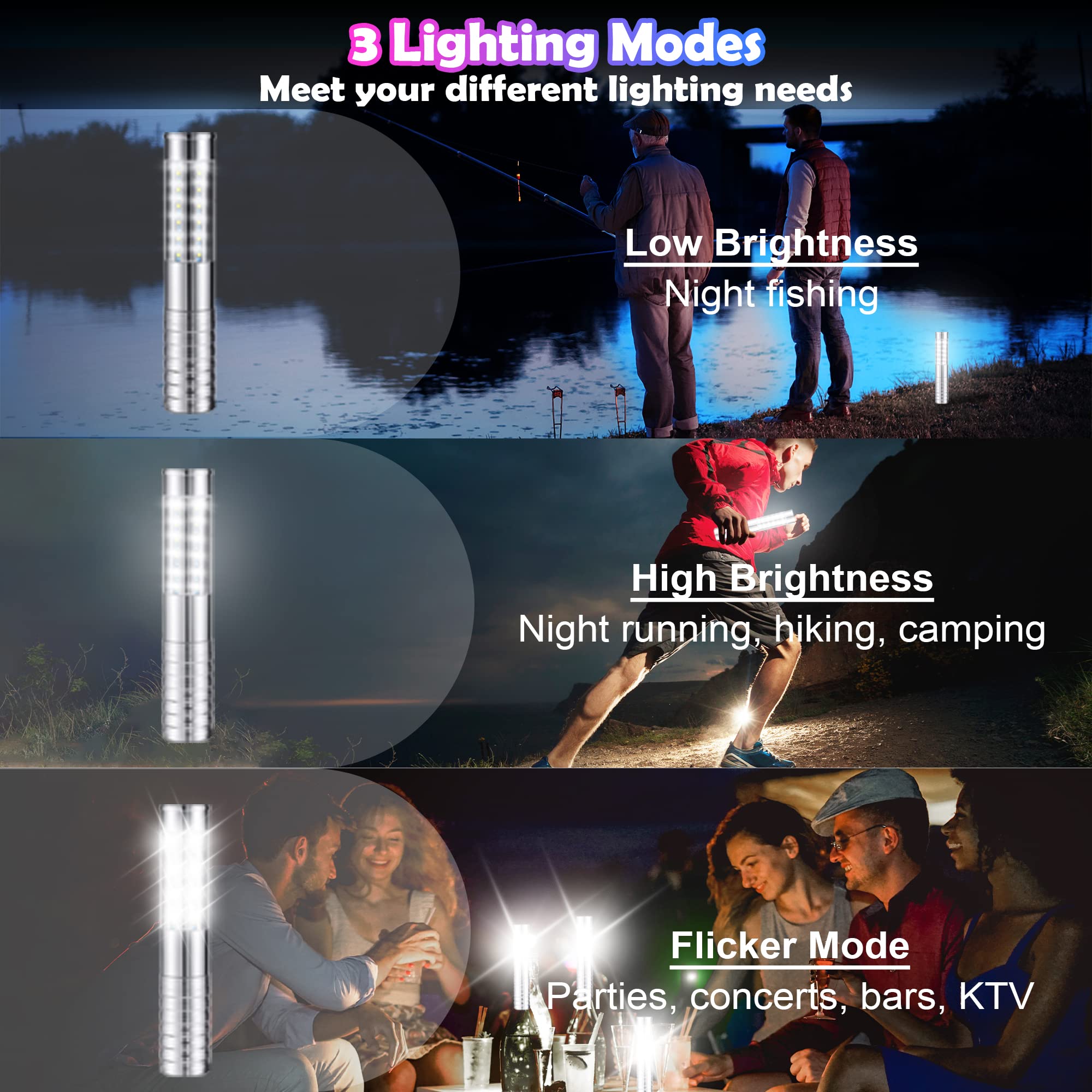 Arrozon LED Strobe Baton Light LED Bottle Service Light Party Flashing Light, Reusable Handheld Light with 3 Lighting Modes for Party,Concert Event Outdoor, Festivals, Bars, Concert Event