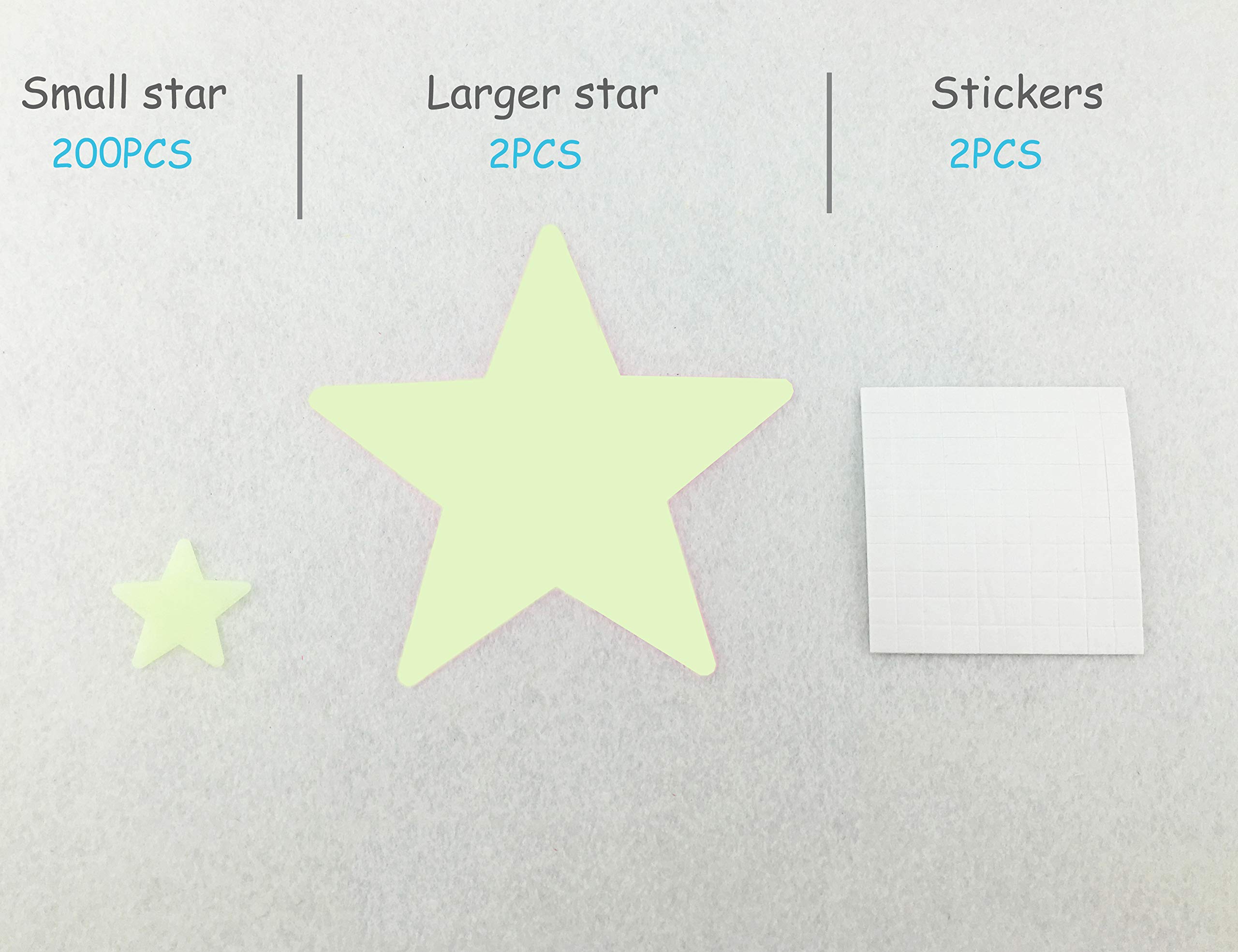HoneyToys 200PCS 1.2" Luminous Stars Glow in The Dark Fluorescent Noctilucent Plastic Wall Stickers Decals for Home Ceiling Wall Bedroom (Yellow)