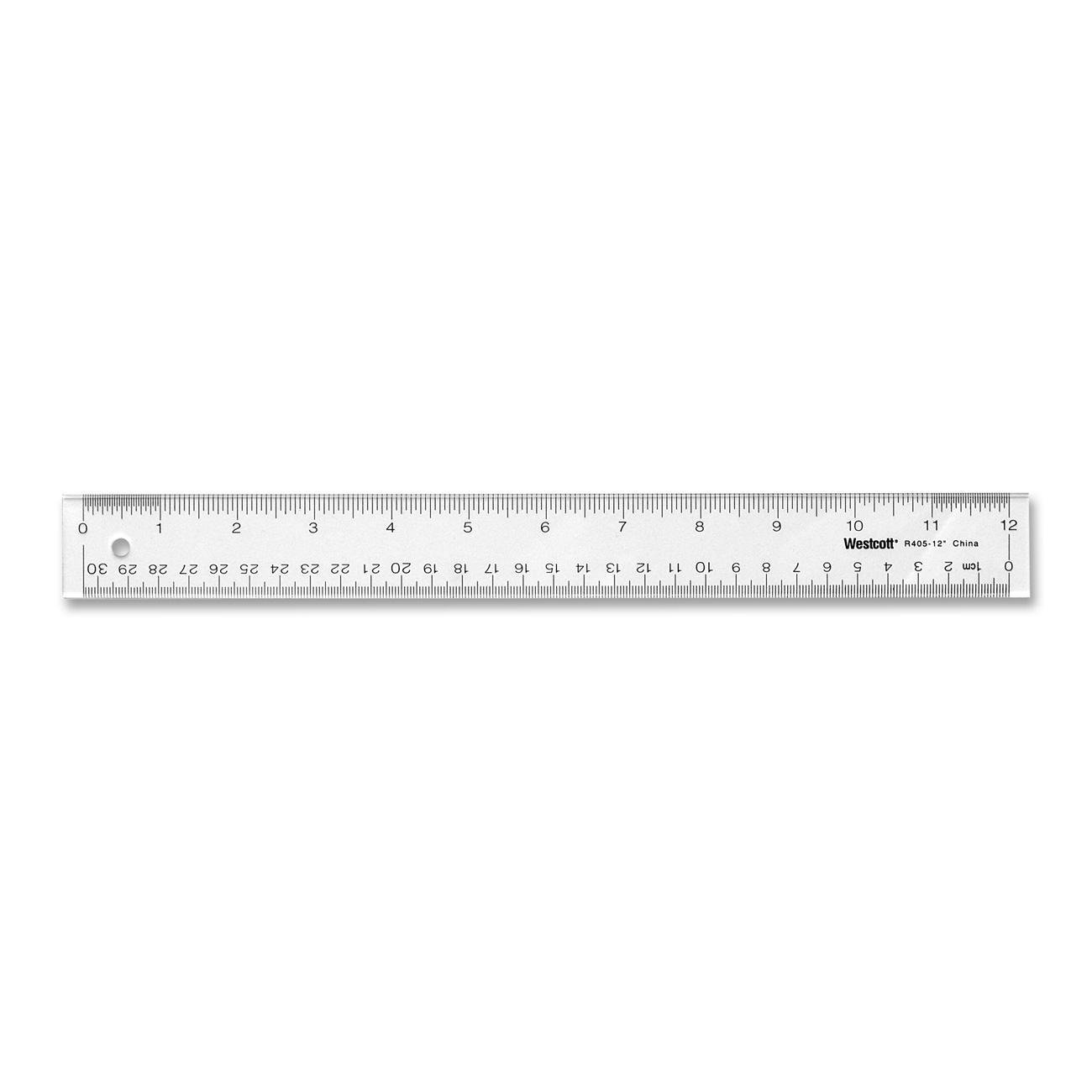 Westcott Clear Flexible 12" Acrylic Metric Ruler (500-10562), Case of 144