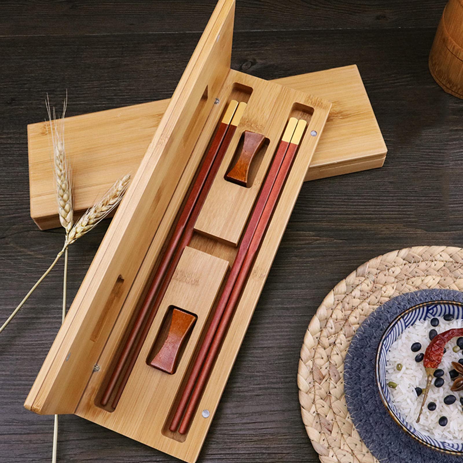 Wooden Chopsticks Reusable Bamboo Chopsticks Small Gift Boxes ,Japanese Korean Chopstick With Case,Cooking Wooden Chopsticks Suitable For Father'S Day, Mother'S Day
