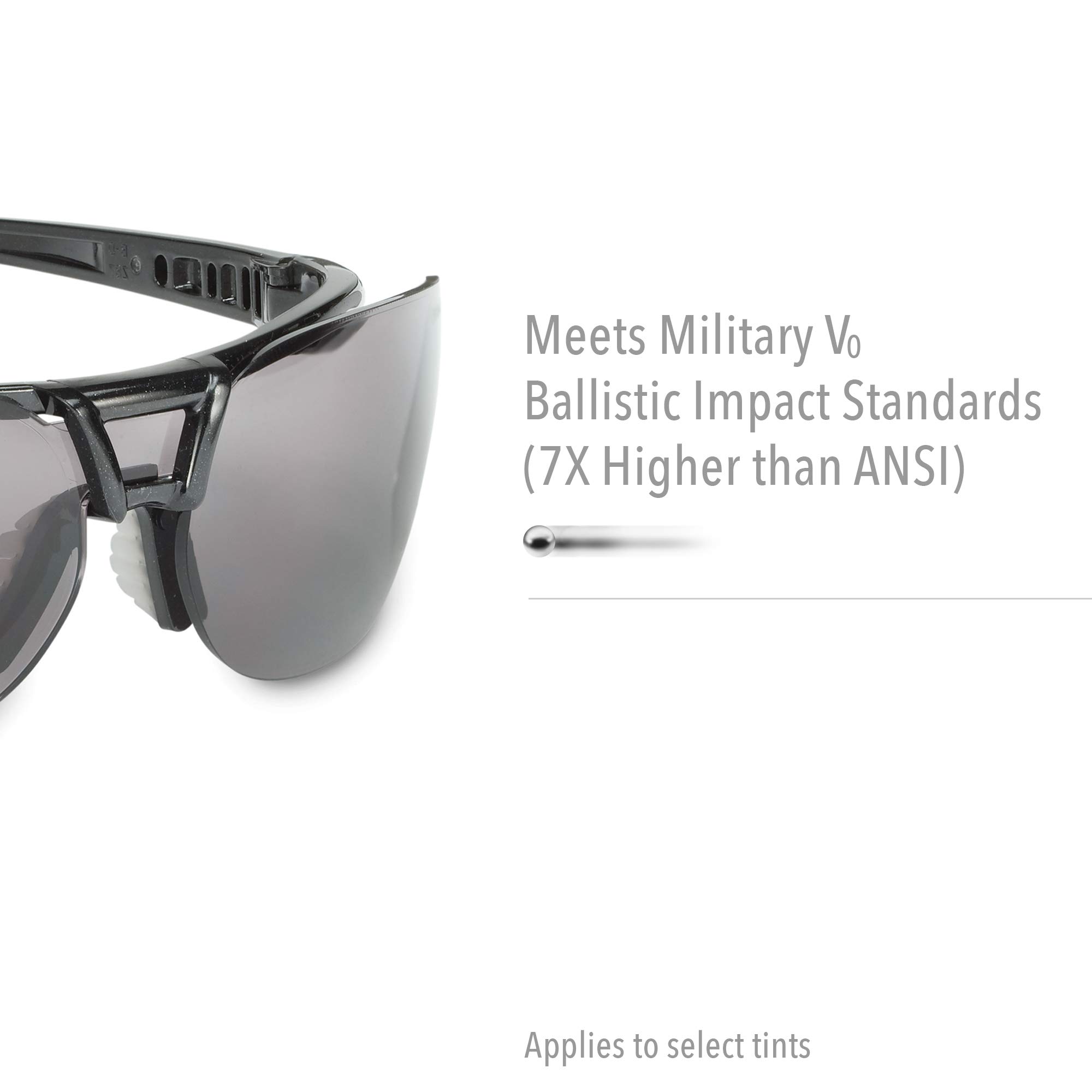 Honeywell Uvex Ademco by Protégé Safety Glasses, Metallic Black Frame with Clear Lens & Ultra-Dura Anti-Scratch Hardcoat (S4200-H5)