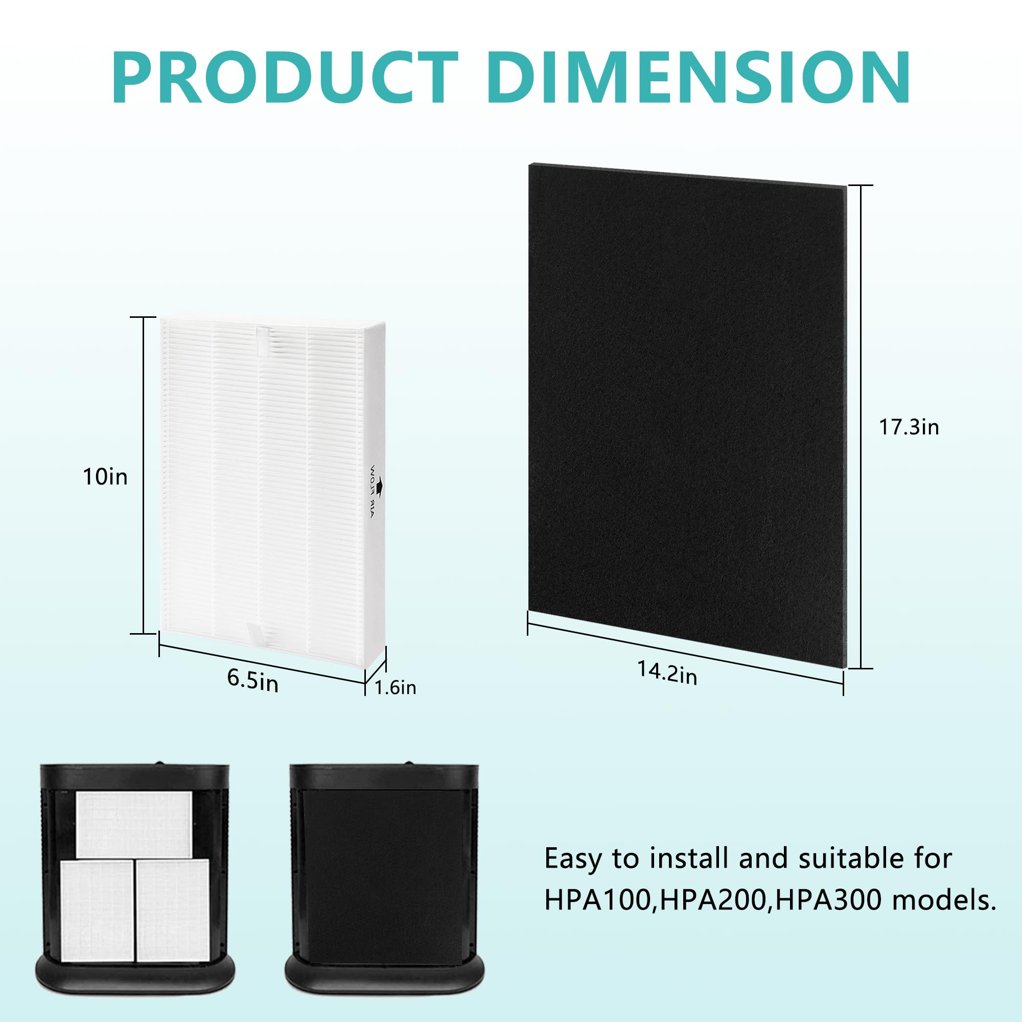 HPA300 Filter Replacement Compatible for Honey-well HPA200,HPA100 Series Filter,9 Pakcs R Filters Replacement by MIFLUS