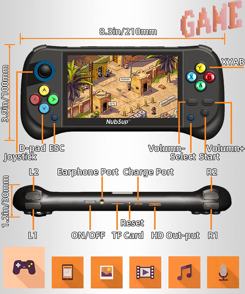 Handheld Game Console 5 inch Retro Handheld Video Games Consoles Built-in Rechargeable Battery Portable Style Hand Held Game Consoles System NXNP-5001