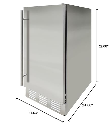 BRAMA Ice Maker Machine 50/lbs. Ice Daily Undercounter Built-in or Freestanding Stainless Steel Construction with Reversible Door and Auto Shut Off for Indoor or Outdoor Use, Metallic