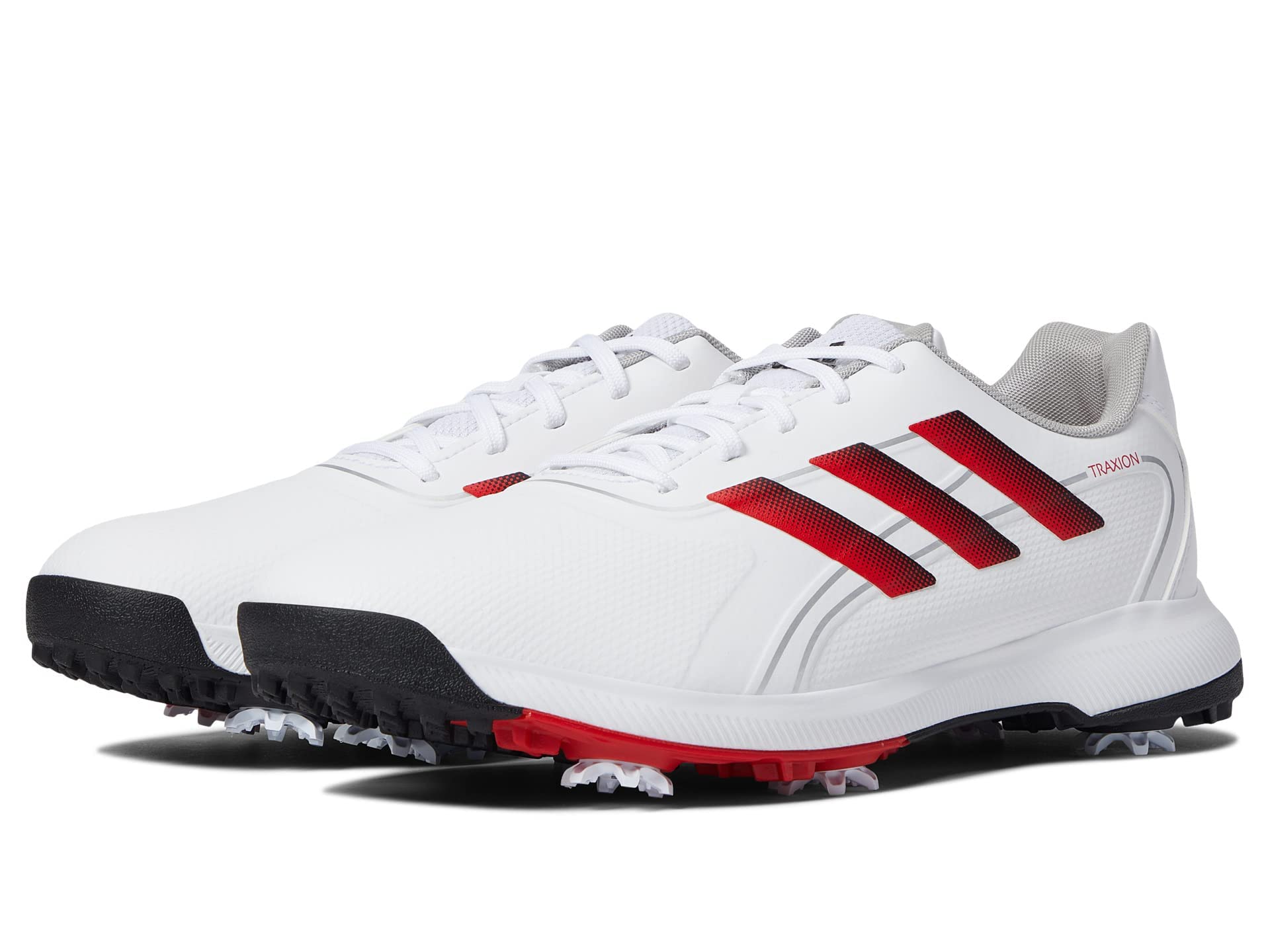 adidas Men's Traxion LITE MAX Wide Golf Shoes, Footwear White/Core Black/Vivid Red, 9
