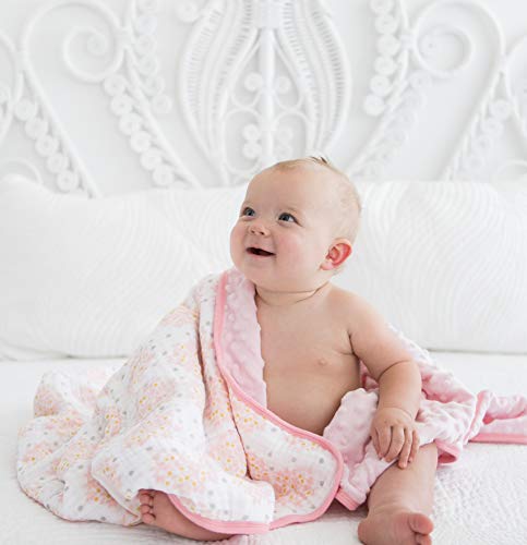 SwaddleDesigns Snuggle Blanket, Microfiber and Cotton Muslin, Sterling Little Lamb and Plush Dots