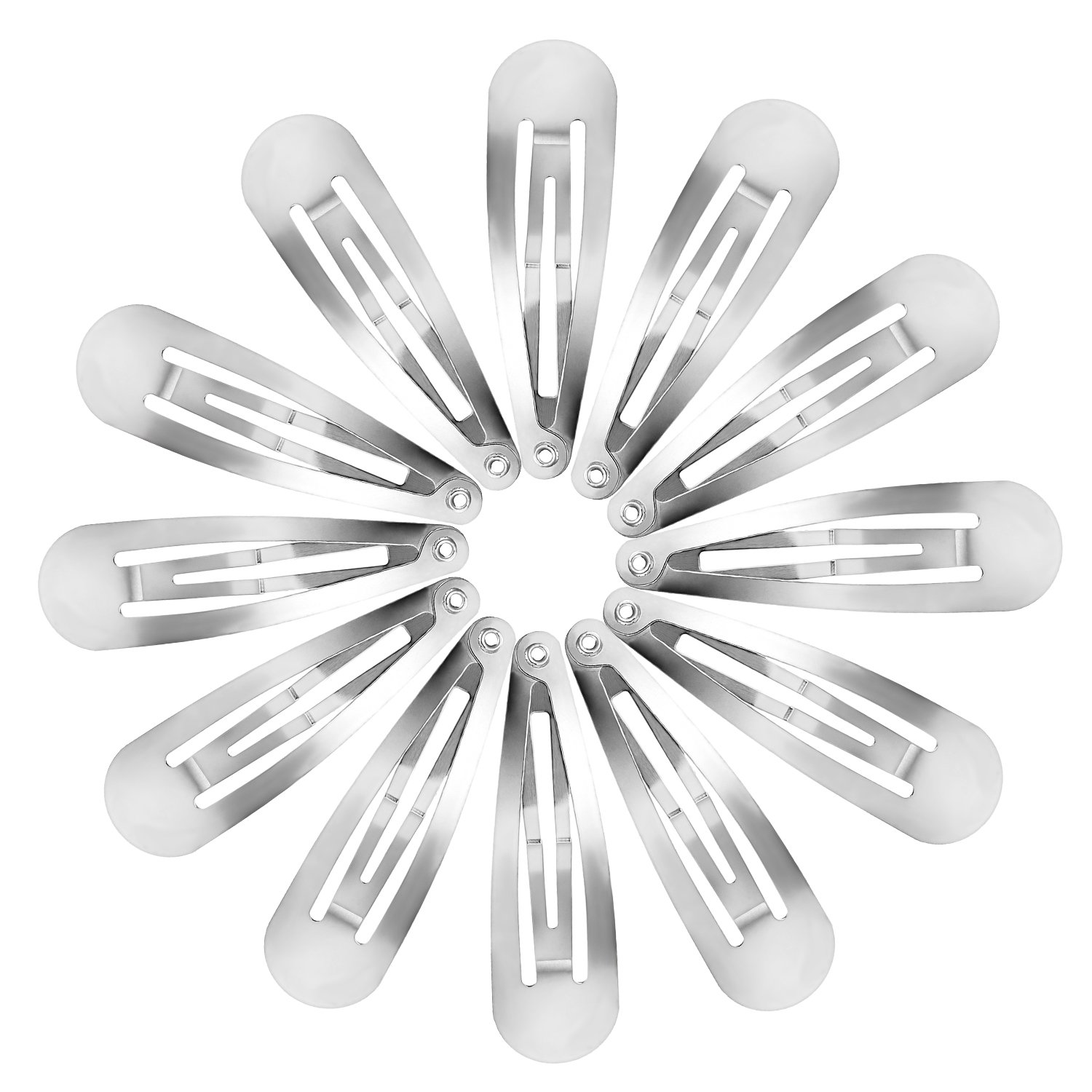 Hotop 50 Pack Snap Hair Clips Hair Barrettes for Kids, Girls and Women, 50 mm (Silver)