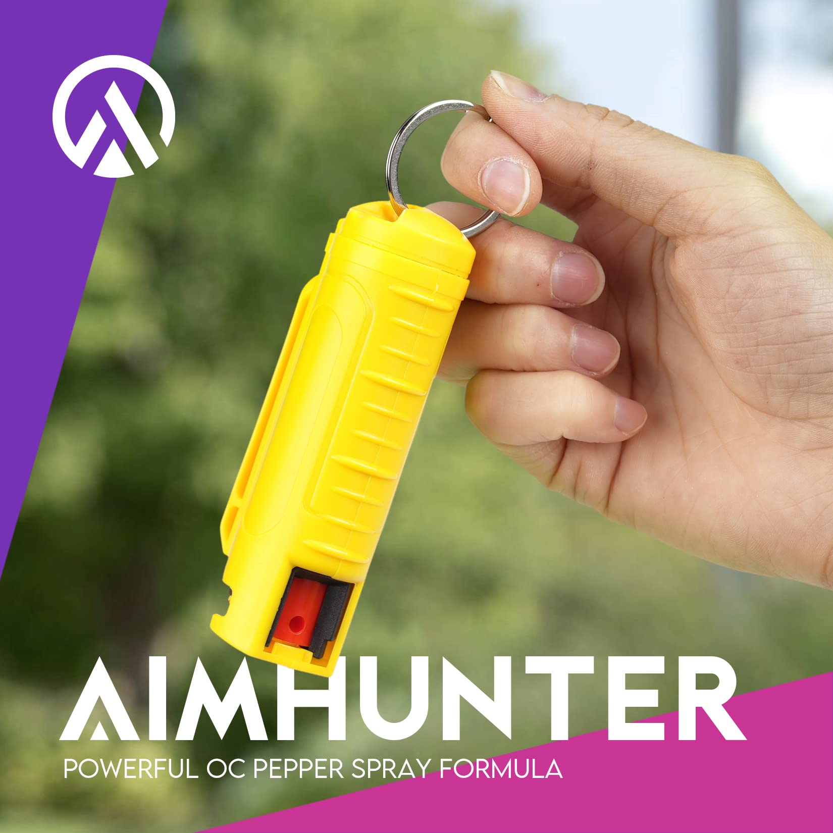 AIMHUNTER 4 Packs Pepper Spray Maximum Strength Pepper Spray Pepper Spray with Quick Release for Easy Access Finger Grip for Accurate Aim 12-Foot (3.5M) Range 25 Bursts