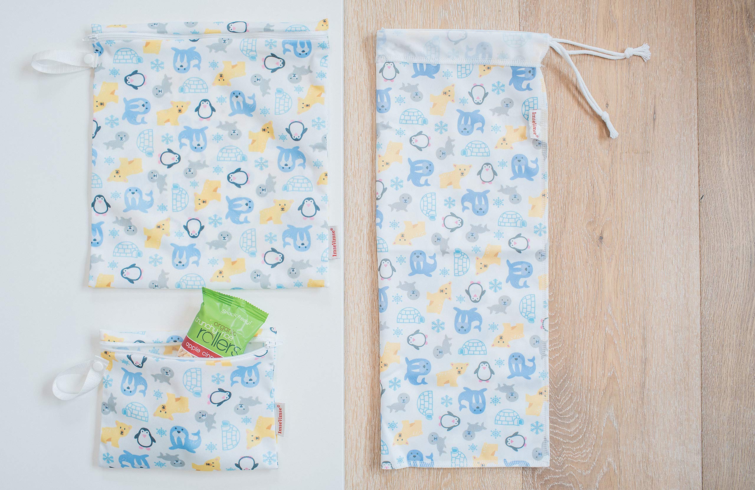 Imse Vimse Reusable Washable Wet Bags for Cloth Diapers (Snowland, Large 14x18)