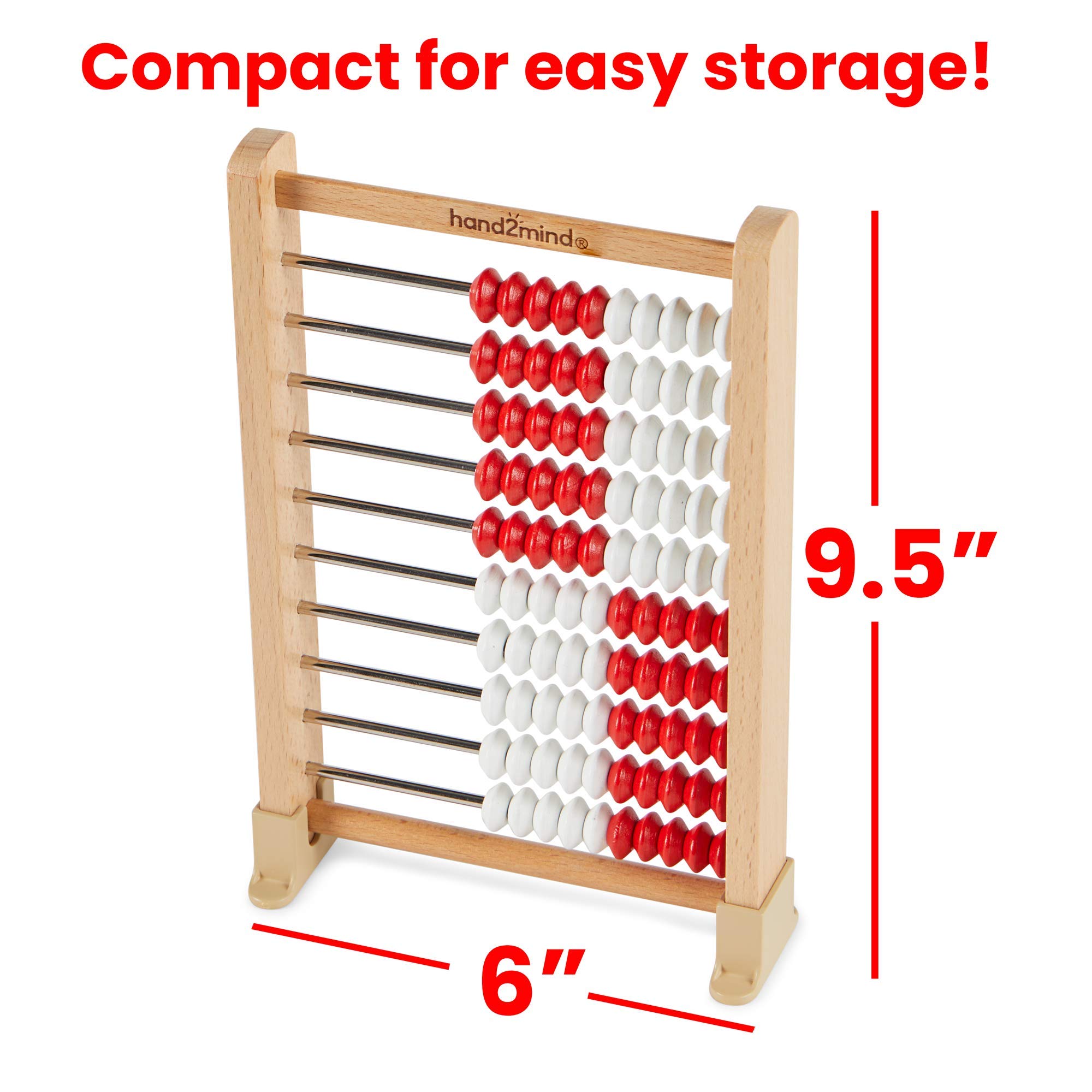 hand2mind Mini 100 Bead Wooden Rekenrek, Abacus for Kids Math, Math Manipulatives Kindergarten, Counting Rack for Kids, Counters for Kids Math, Educational Toys for Elementary Kids (Set of 1)