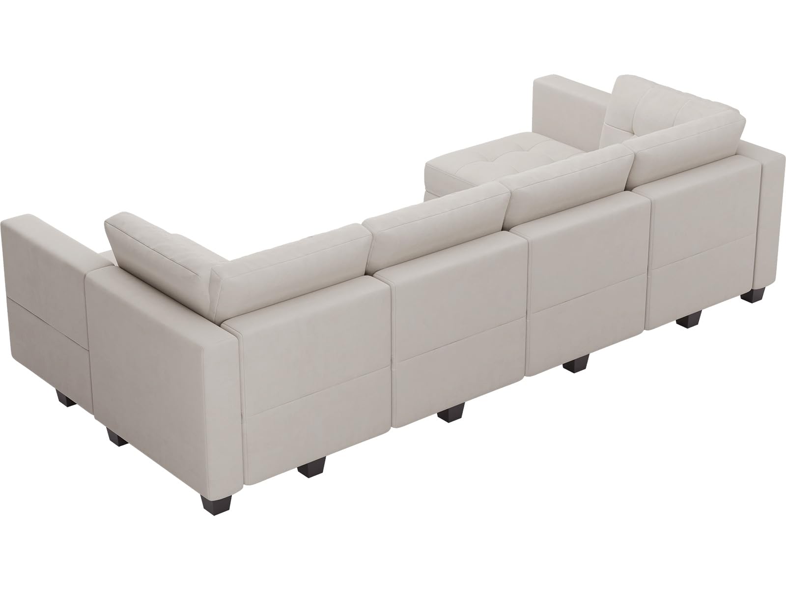 Belffin Modular U Shaped Sectional Sofa Couch, Oversized Sectional Sleeper Sofa with Stoarge Seat, Velvet Modular Sofa Set with Chaise and Ottoman for Living Room, Beige