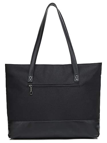 Scarleton Water Resistant Tote Bag for Women, Multi Pocket Diaper Bag, Multipurpose Casual Bag and Laptop Bag, H205501, Black