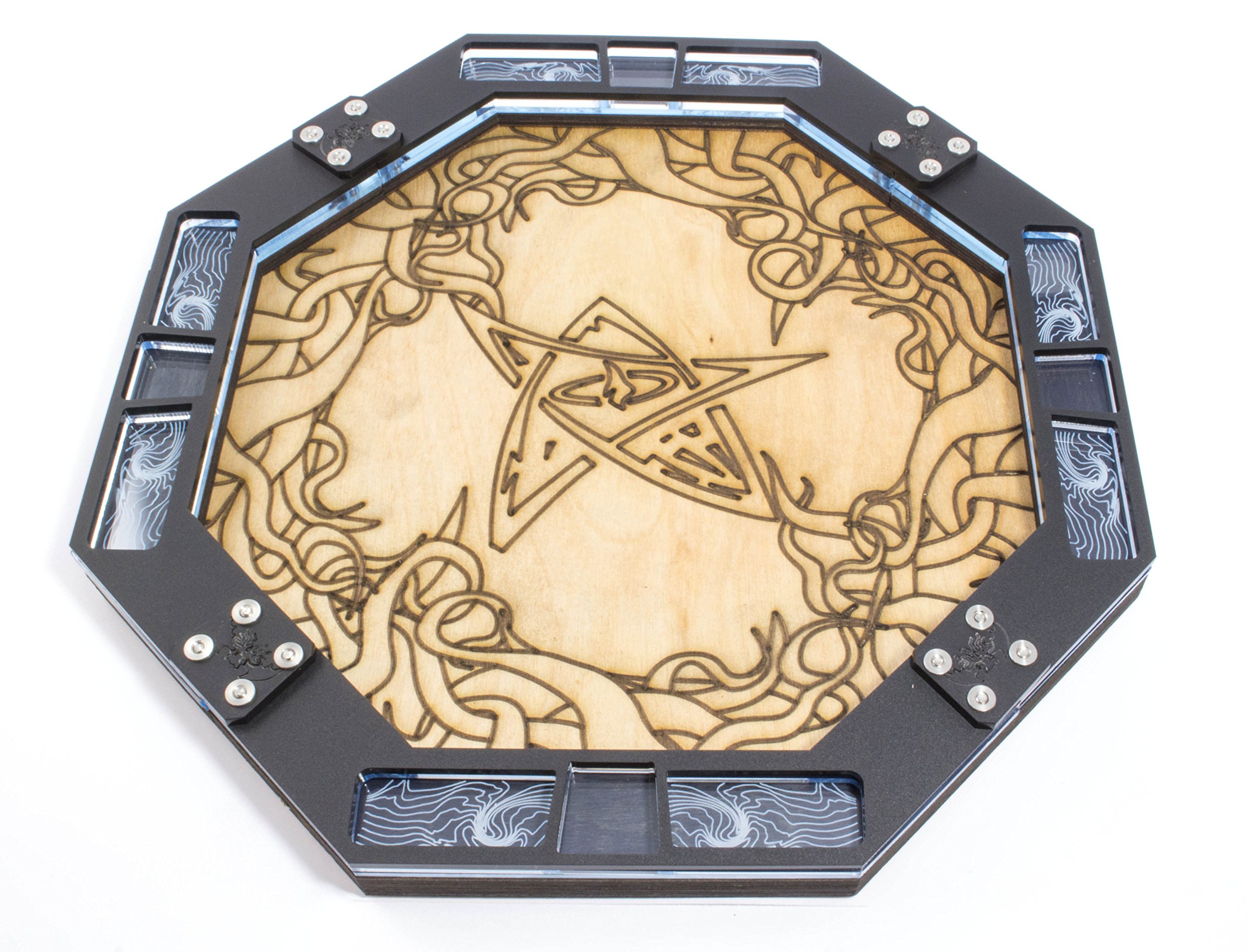 C4Labs Dice Tray-10 Octagon-Wood with Laser Etched Eldritch Cthulhu Lovecraft