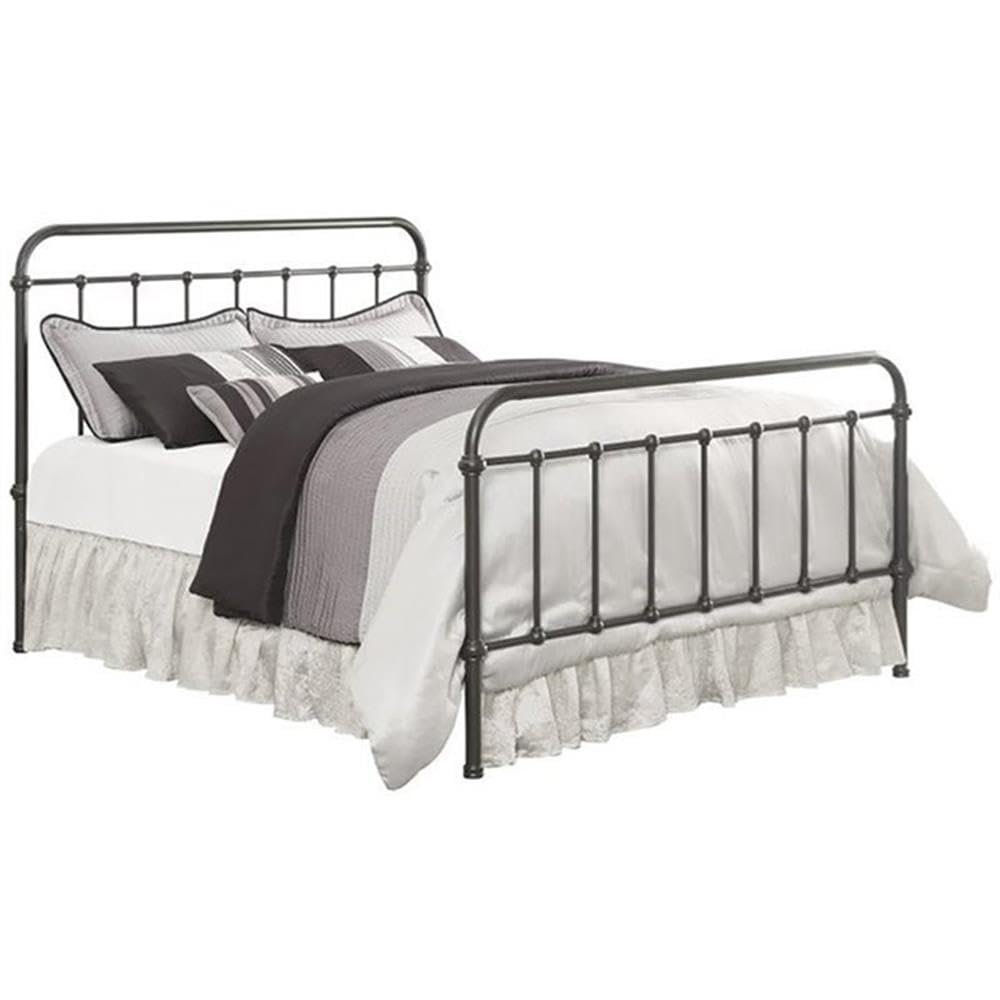 BOWERY HILL Traditional Metal Eastern King Size Spindle Bed in Dark Bronze