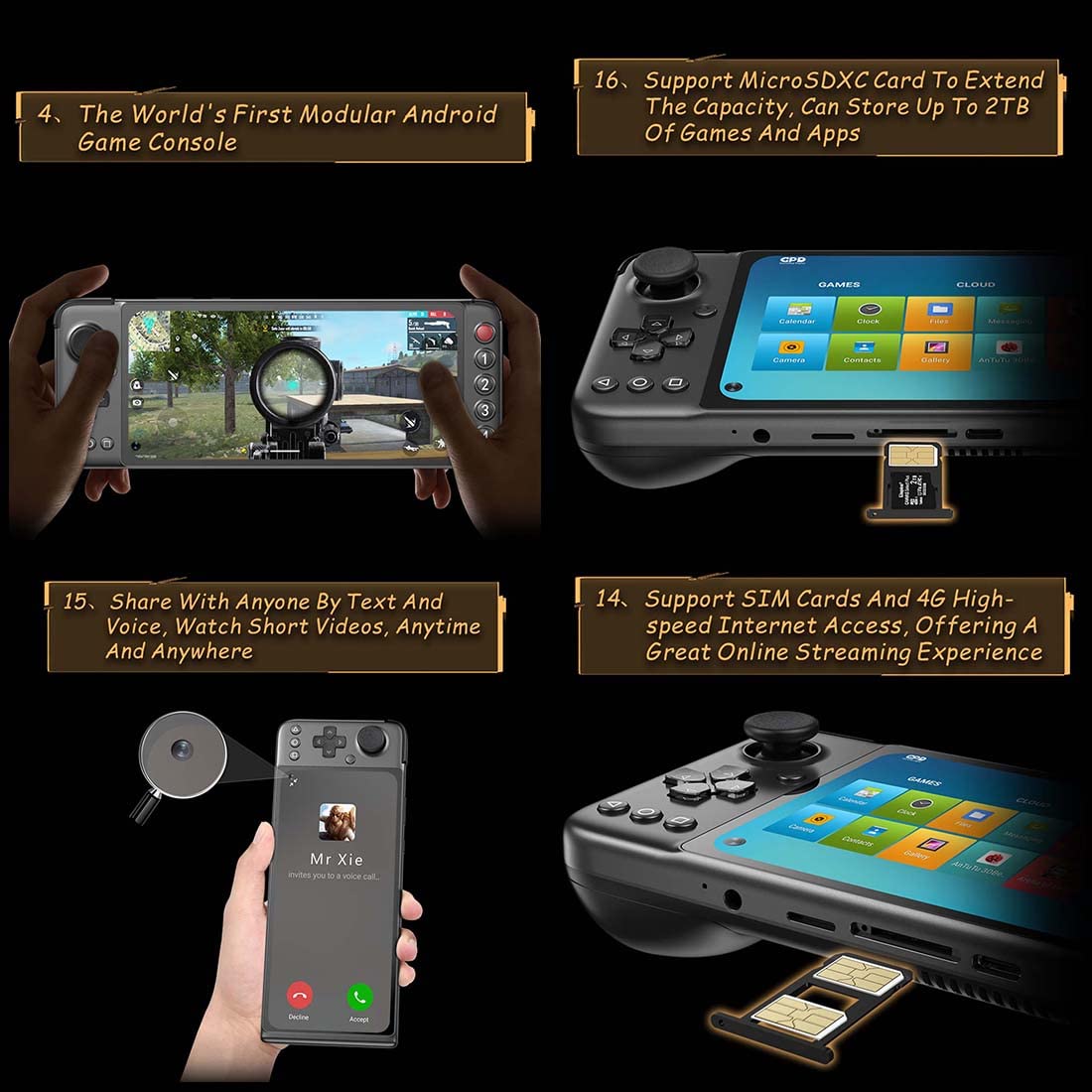 AINIX GPD XP Handheld Game Console, 6.81 Inch Touch Screen Android Game Handheld Professional Fight Games Machine with PD Quick Charging, ALPS Original Dual 3D Joystick (6GB+256GB)