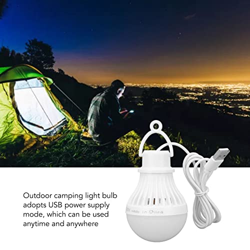 Bright, Soft, Not Dazzling 5W Camping Light Bulb, Rechargeable Emergency Light for Outdoor Camping, Hiking, with USB Power Supply Mode, Portable and Convenient to Carry and Store