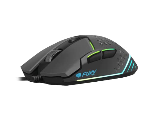 Fury Battler - USB Gaming Mouse, 6400 dpi, 6 Buttons, Optical, RGB Backlight, Lightweight, Black